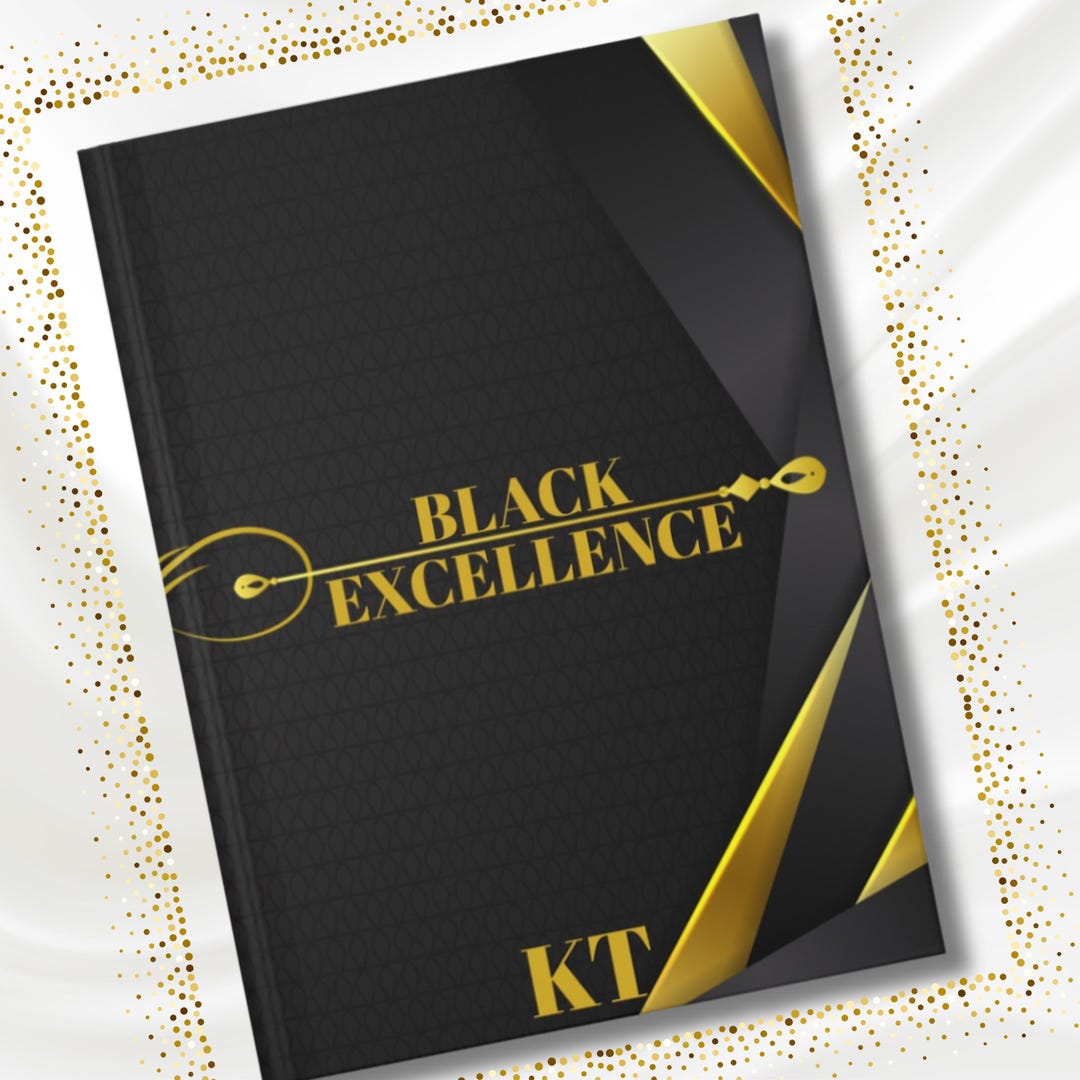 Personalized Black Excellence Journal: Gold & Black Hardcover Notebook ...