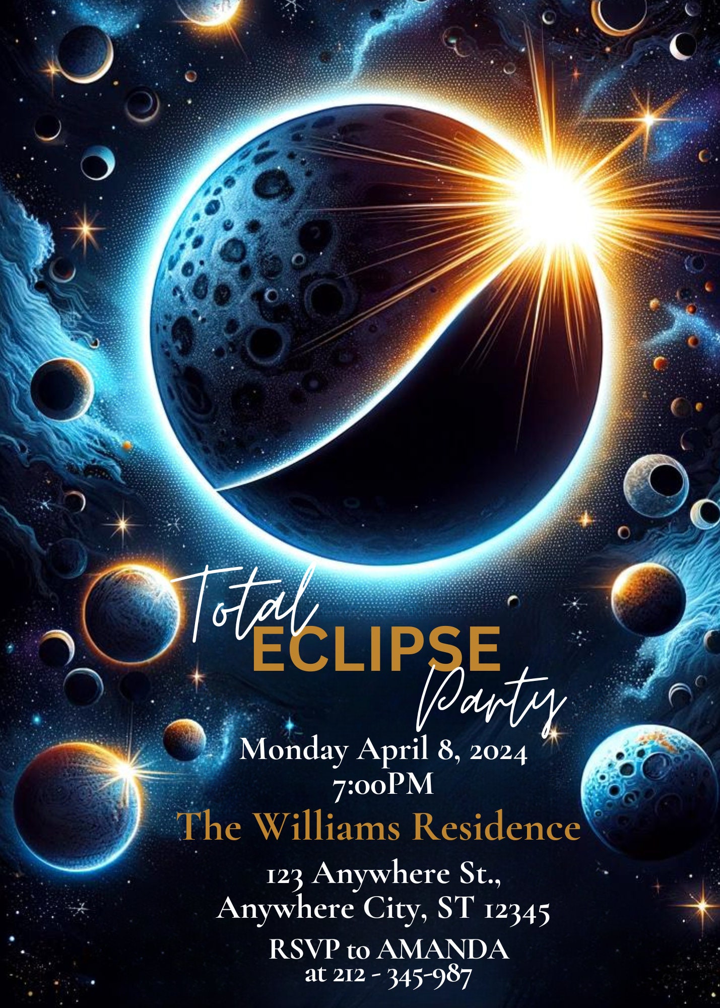 Total Solar Eclipse Party Invitation Template, Printable 5x7 ...