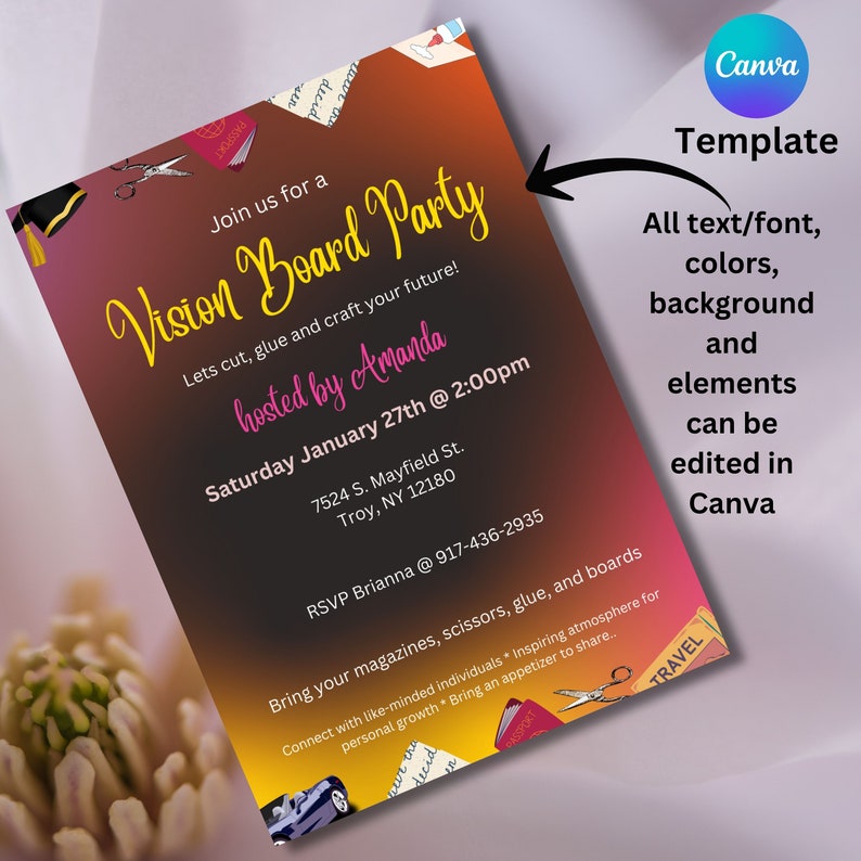 Vision Board Party Invite Vision Board Event Invite Party - Etsy