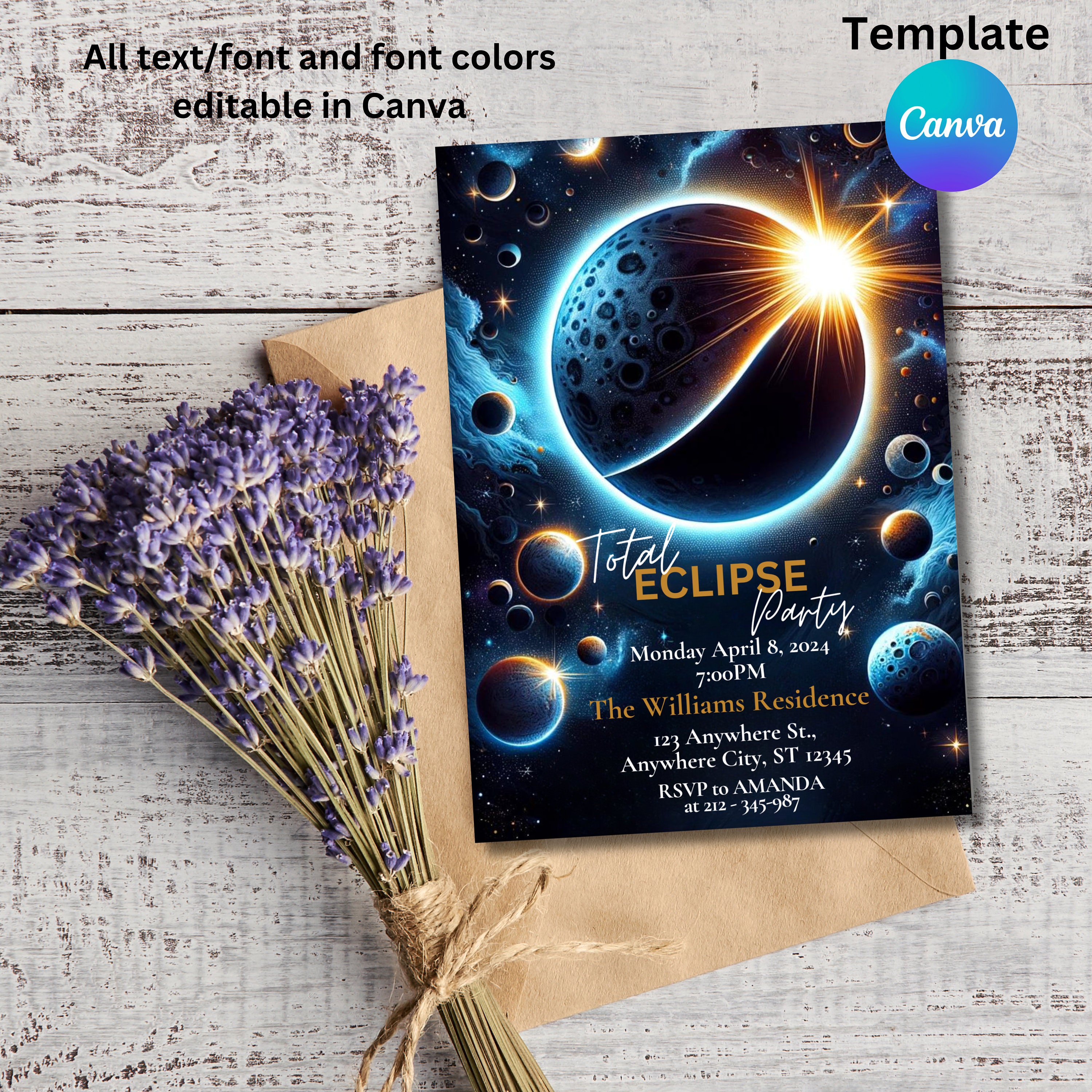 Total Solar Eclipse Party Invitation Template, Printable 5x7 ...