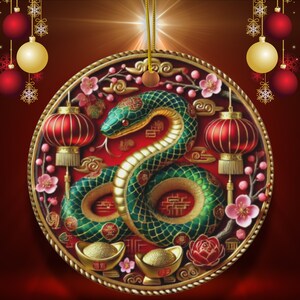 Chinese New Year 2025 Ornament, Year of Snake, Wood Snake, Chinese ...