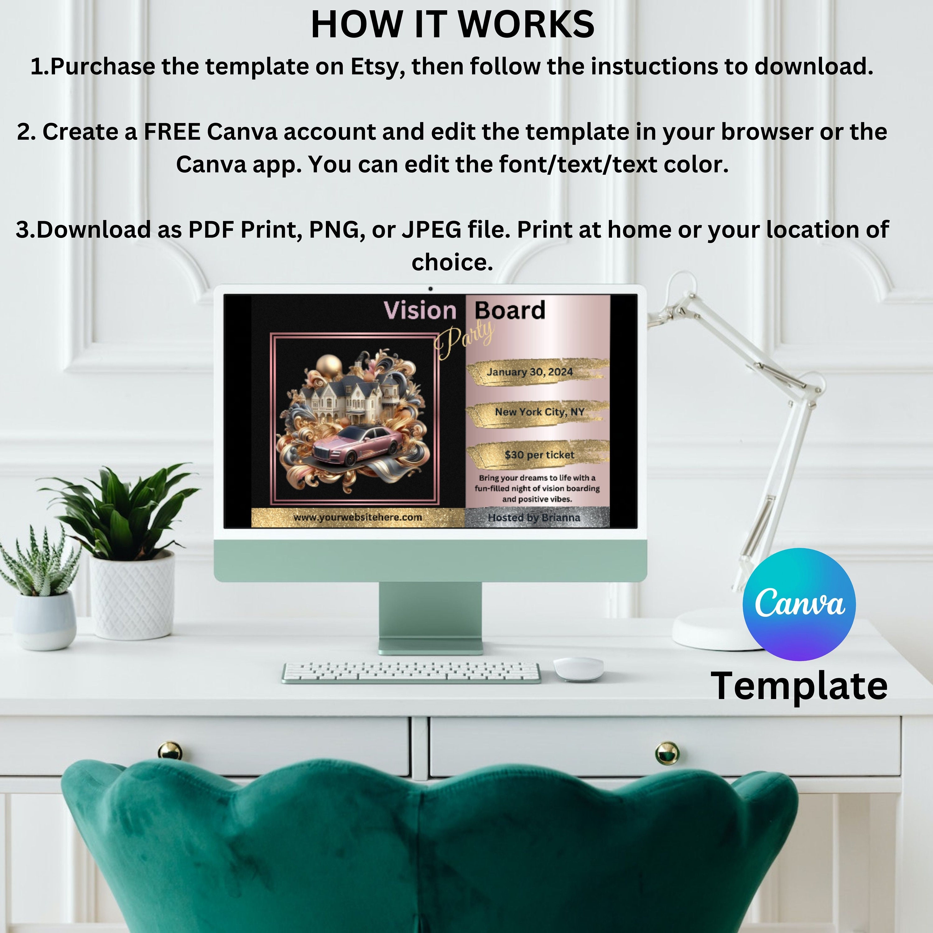 Vision Board Party Flyer, Vision Board Flyer, Vision Event Flyer, Party ...