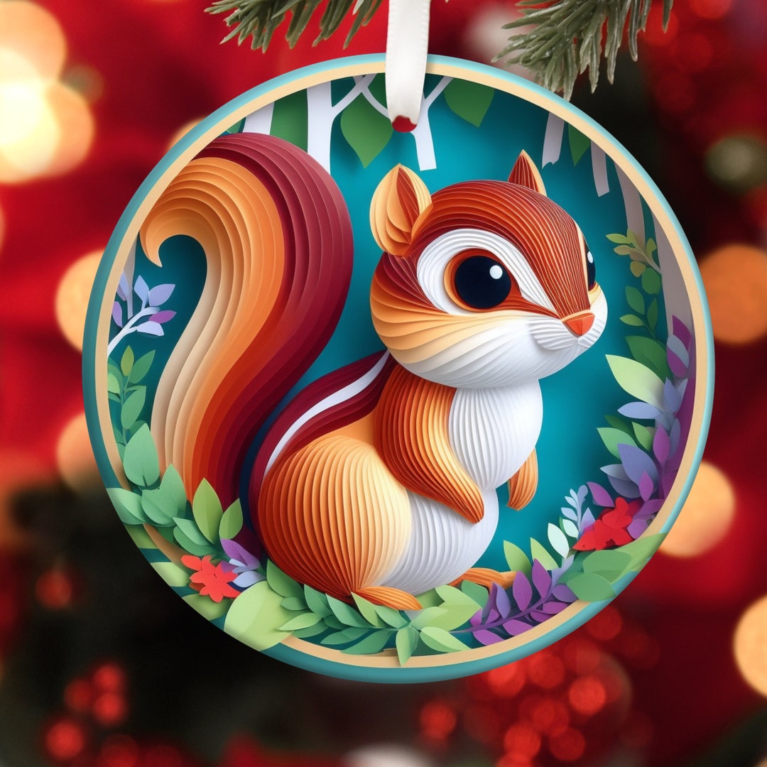 Woodland Chipmunk Ceramic Ornament, Unique Ornament, Statement Piece ...