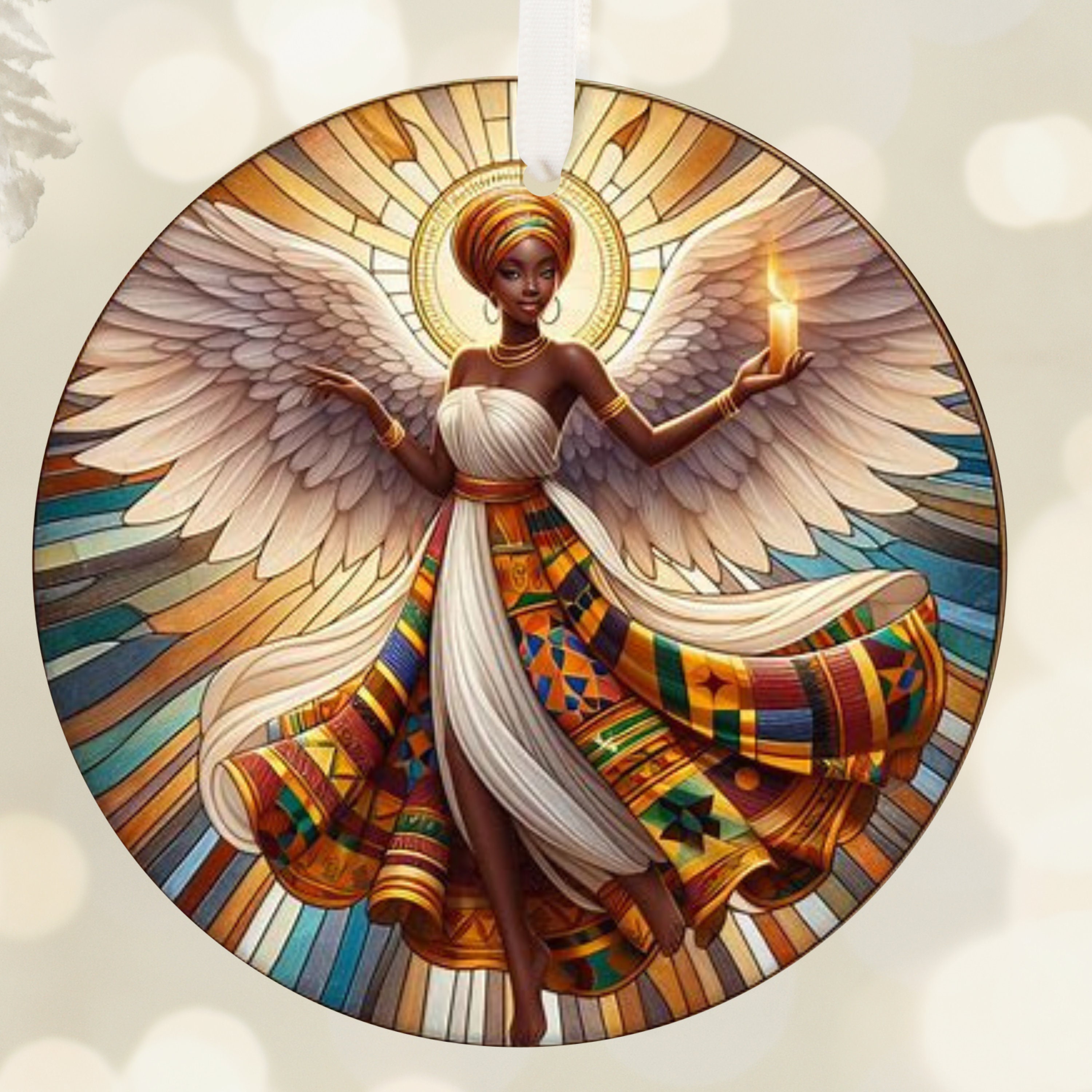 African Angel Ceramic Ornmanent, Black Angel, Kente Angel, Keepsake ...