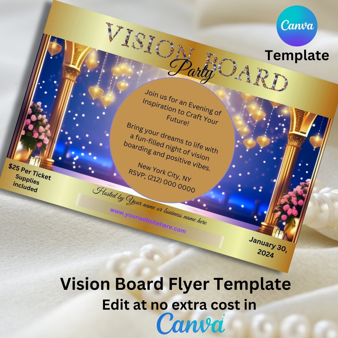 Vision Board Party Flyer, Vision Board Flyer, Vision Event Flyer, Party ...