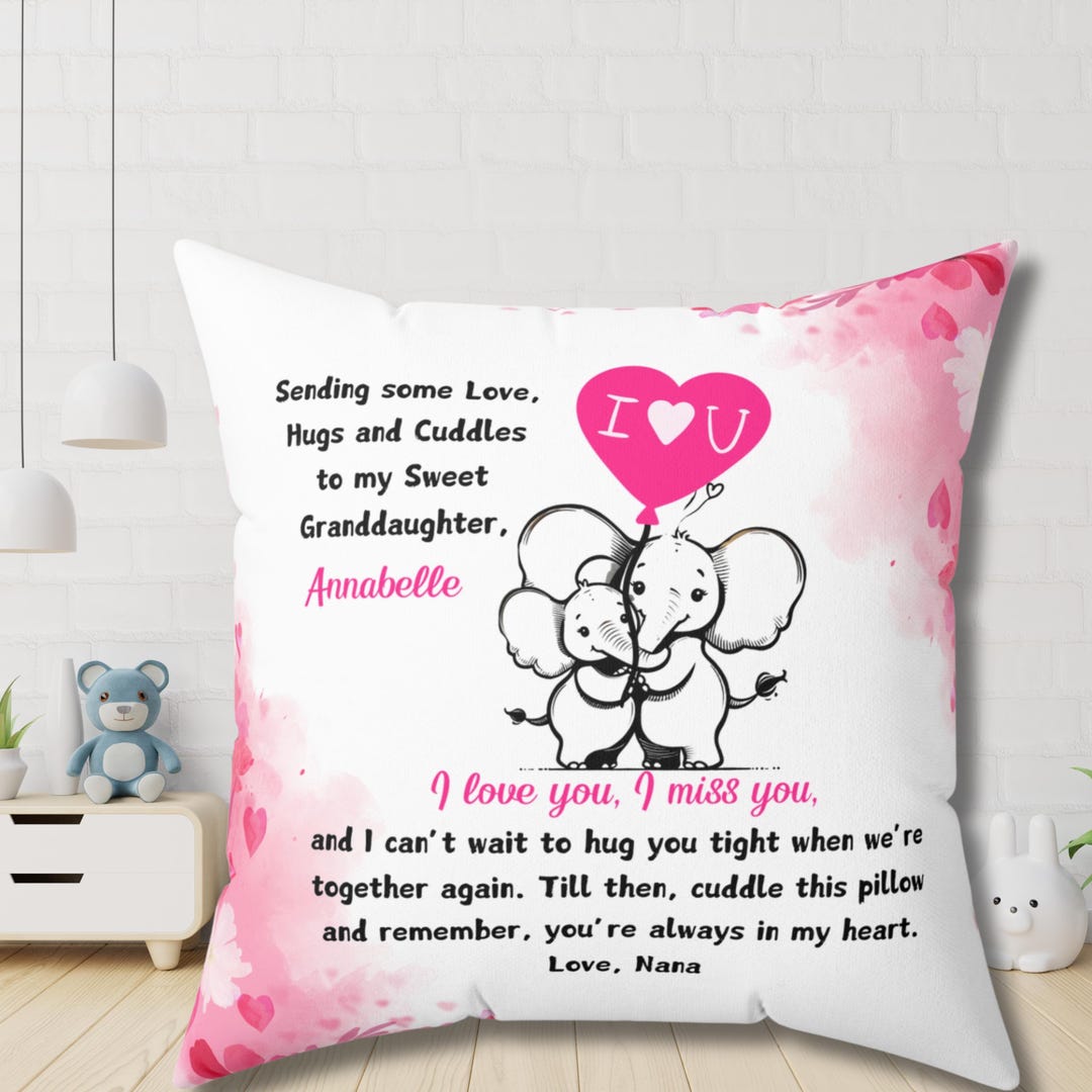 Personalized Cuddle Pillow for Granddaughter, I Miss You Message Pillow ...