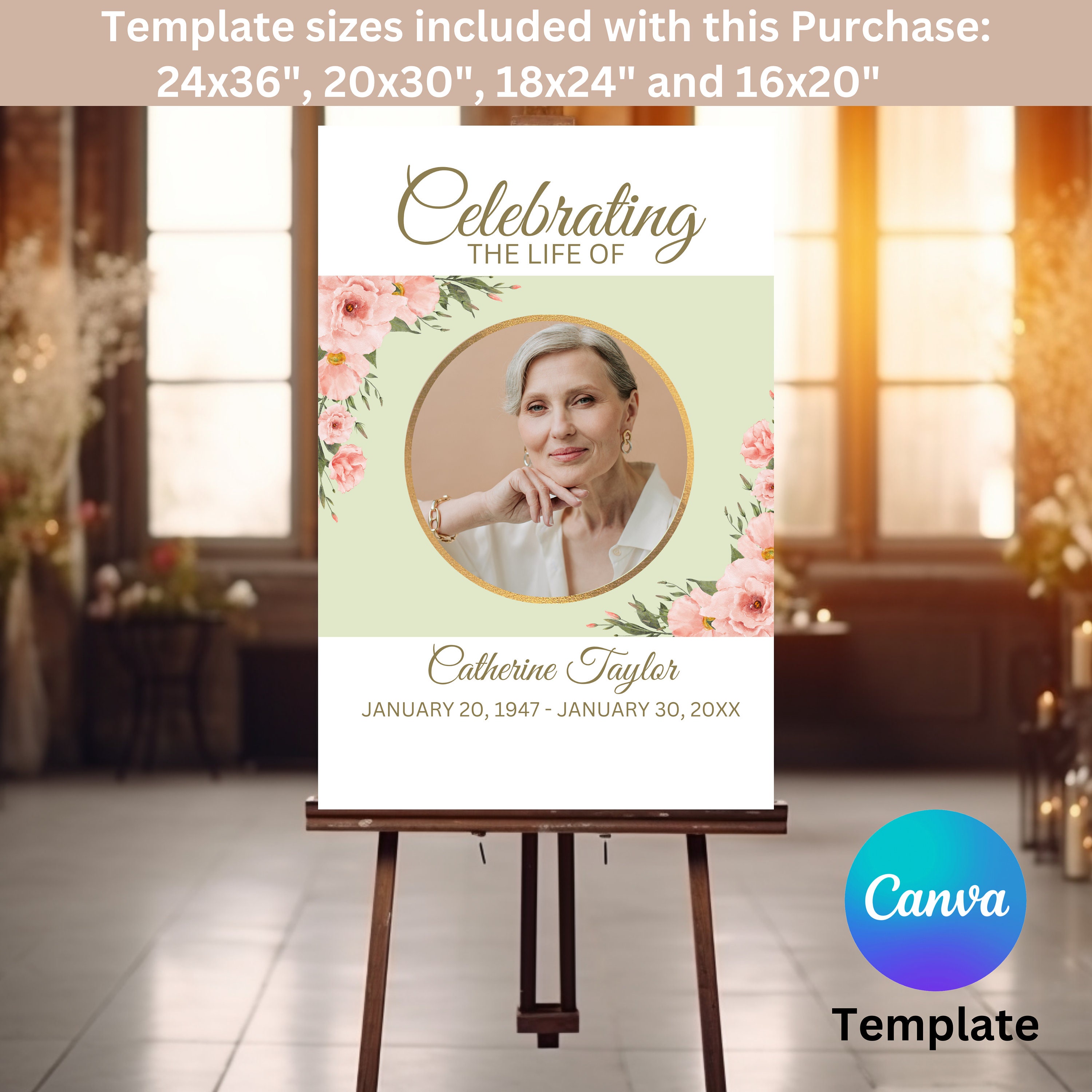 Funeral Welcome Sign Template, Celebration of Life Poster, Large ...