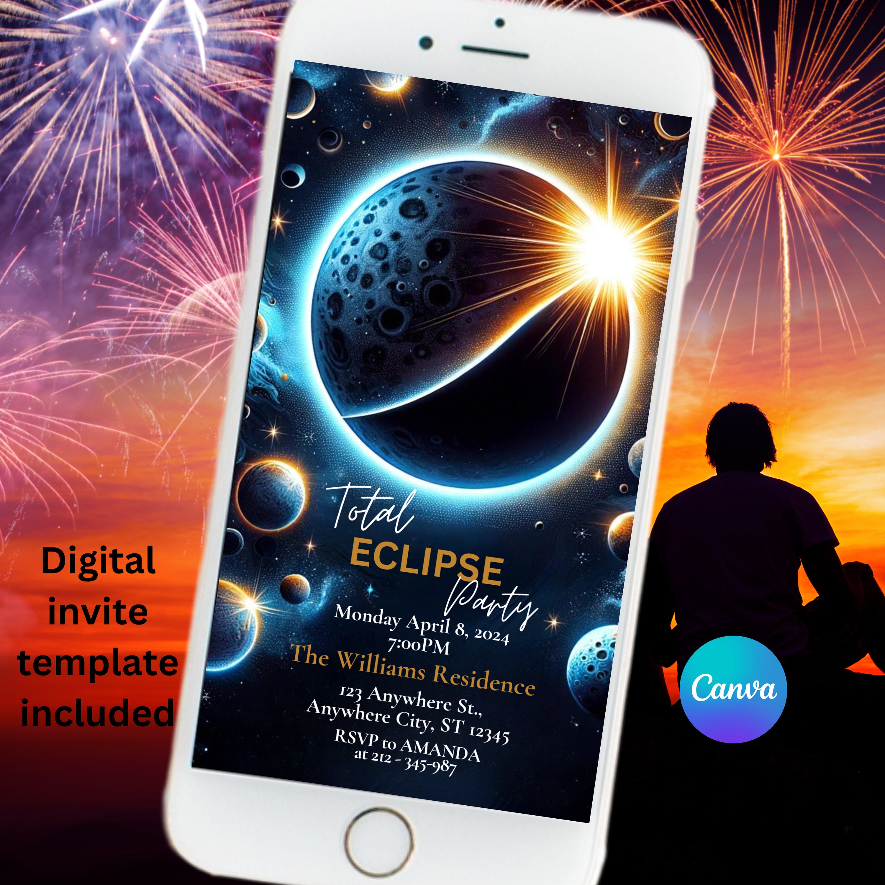 Total Solar Eclipse Party Invitation Template, Printable 5x7 ...