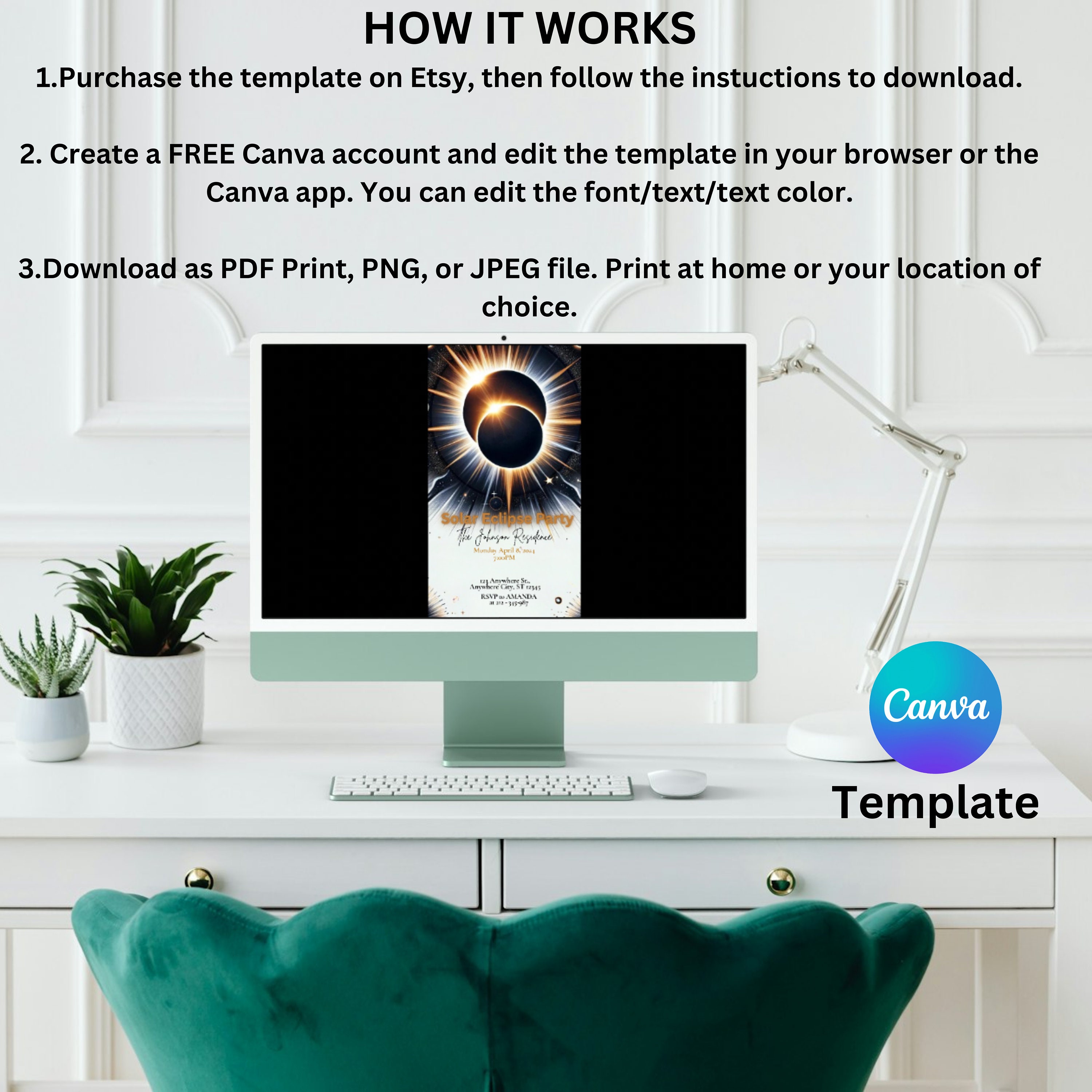 Total Solar Eclipse Party Invitation Template, Printable 5x7 ...