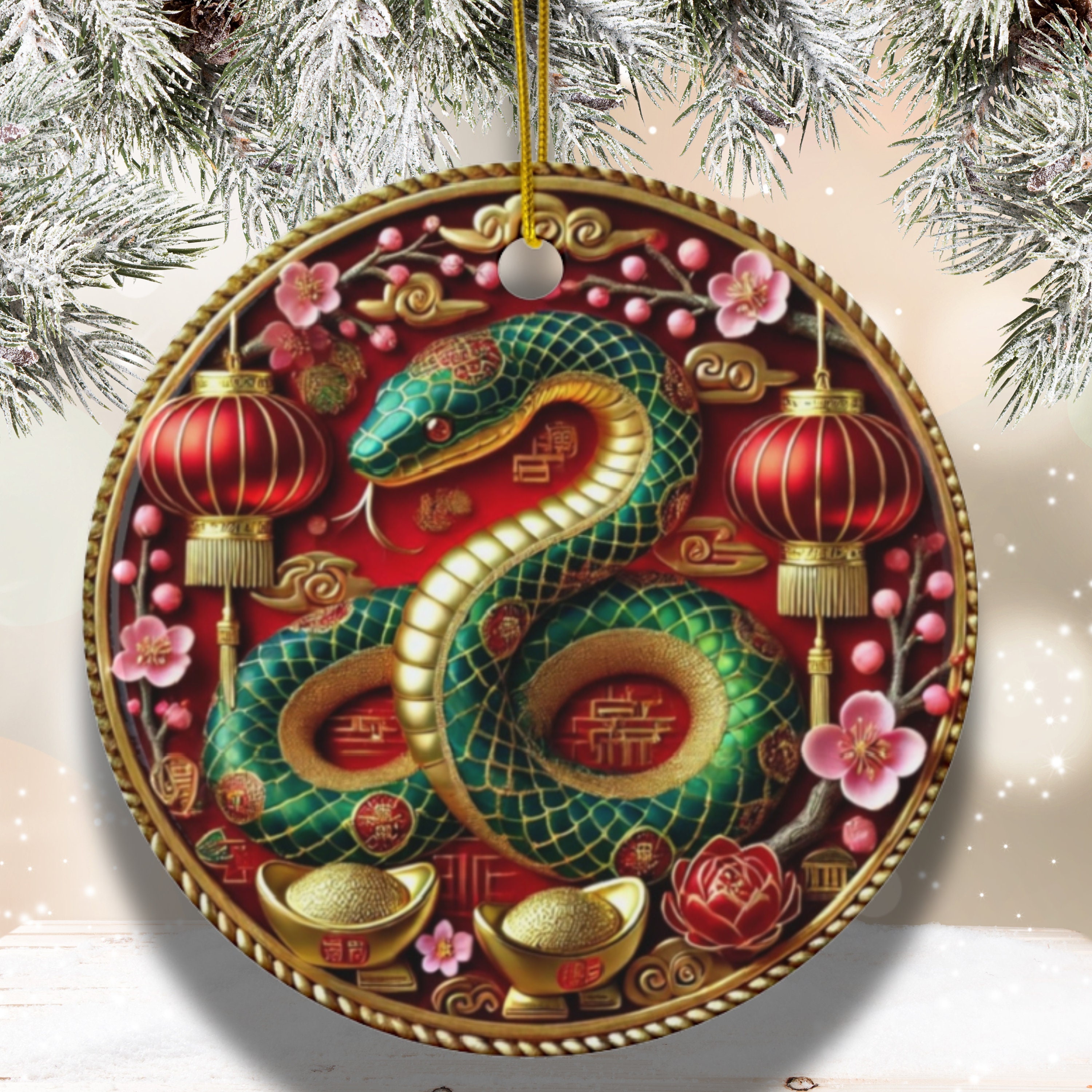 Chinese New Year 2025 Ornament, Year of Snake, Wood Snake, Chinese ...