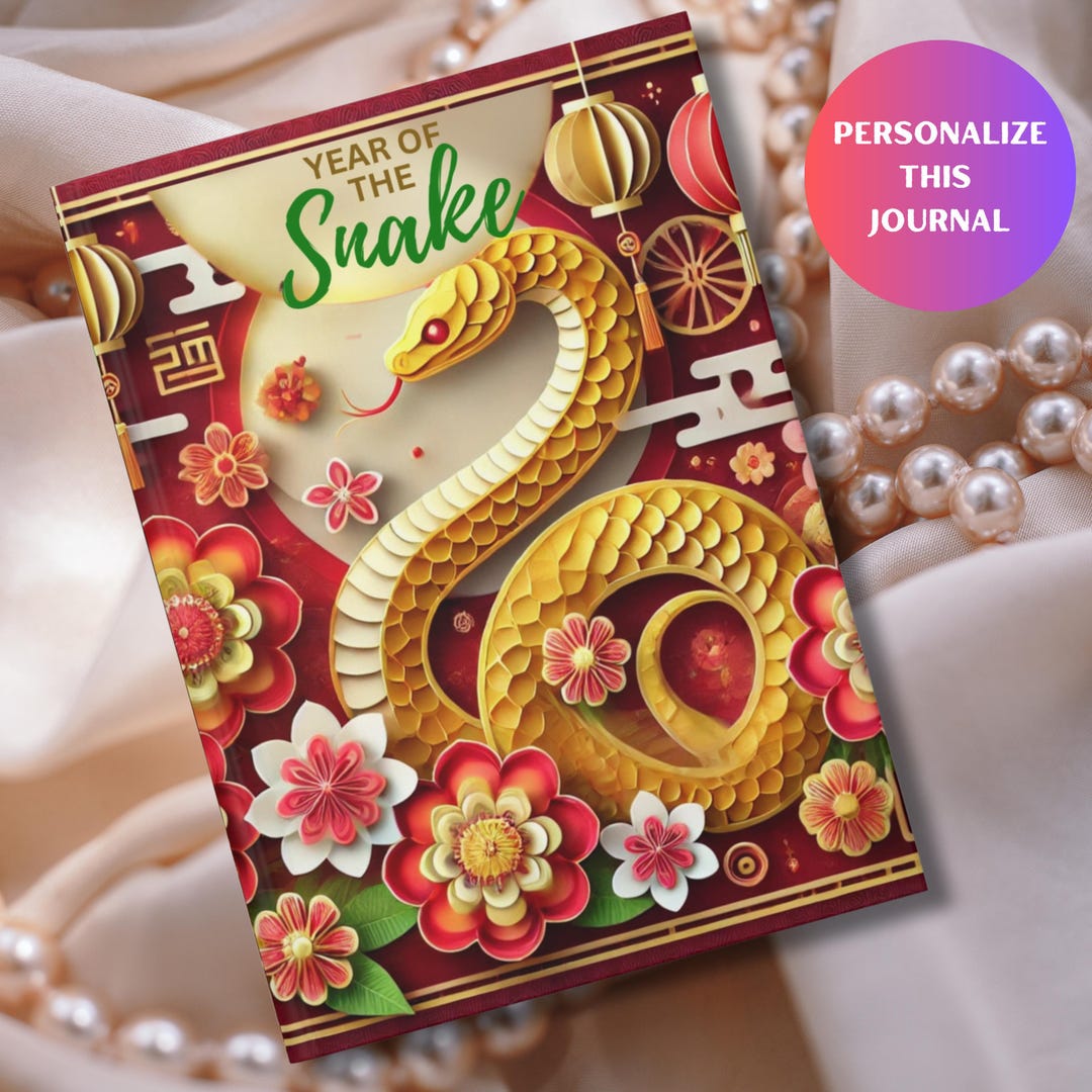 Personalized Year of the Snake Journal: Floral Chinese Zodiac Notebook ...