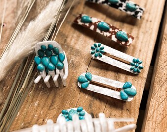Turquoise Rock Hair Barrette western Hair Clip Western Hair Accessories ...