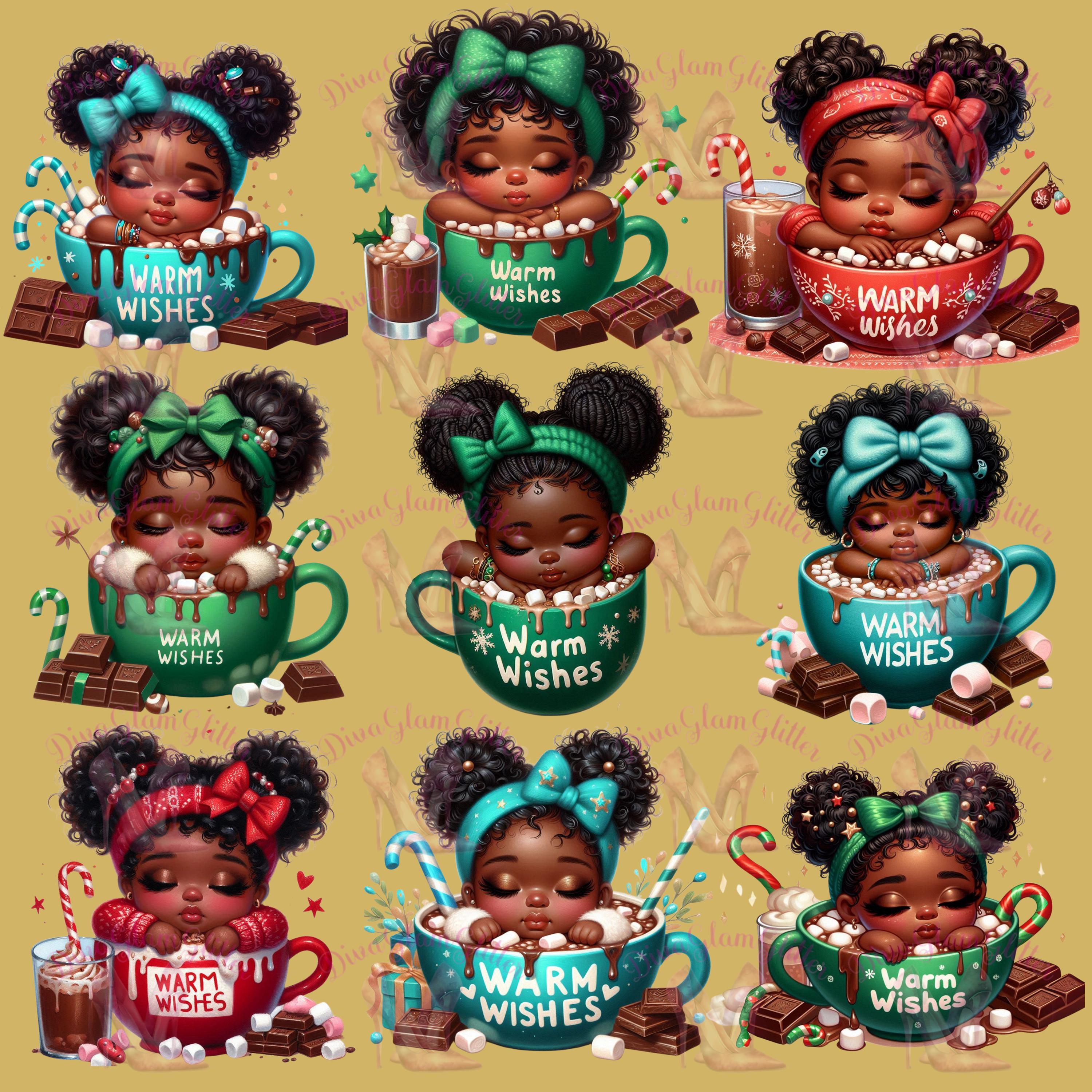 Cocoa Mug Chibi Girl Clipart, African American Chibi Clipart, Chibi ...
