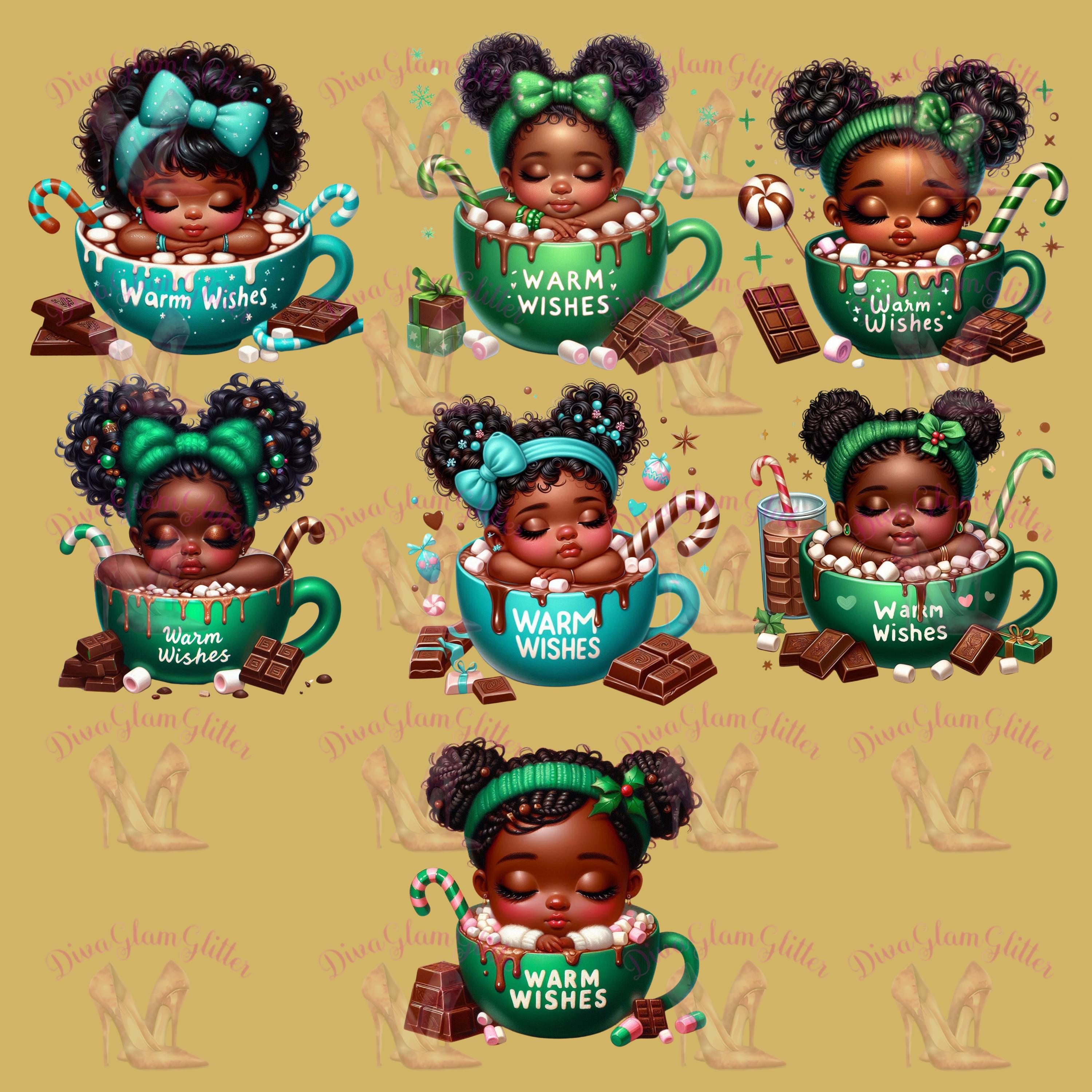 Cocoa Mug Chibi Girl Clipart, African American Chibi Clipart, Chibi ...