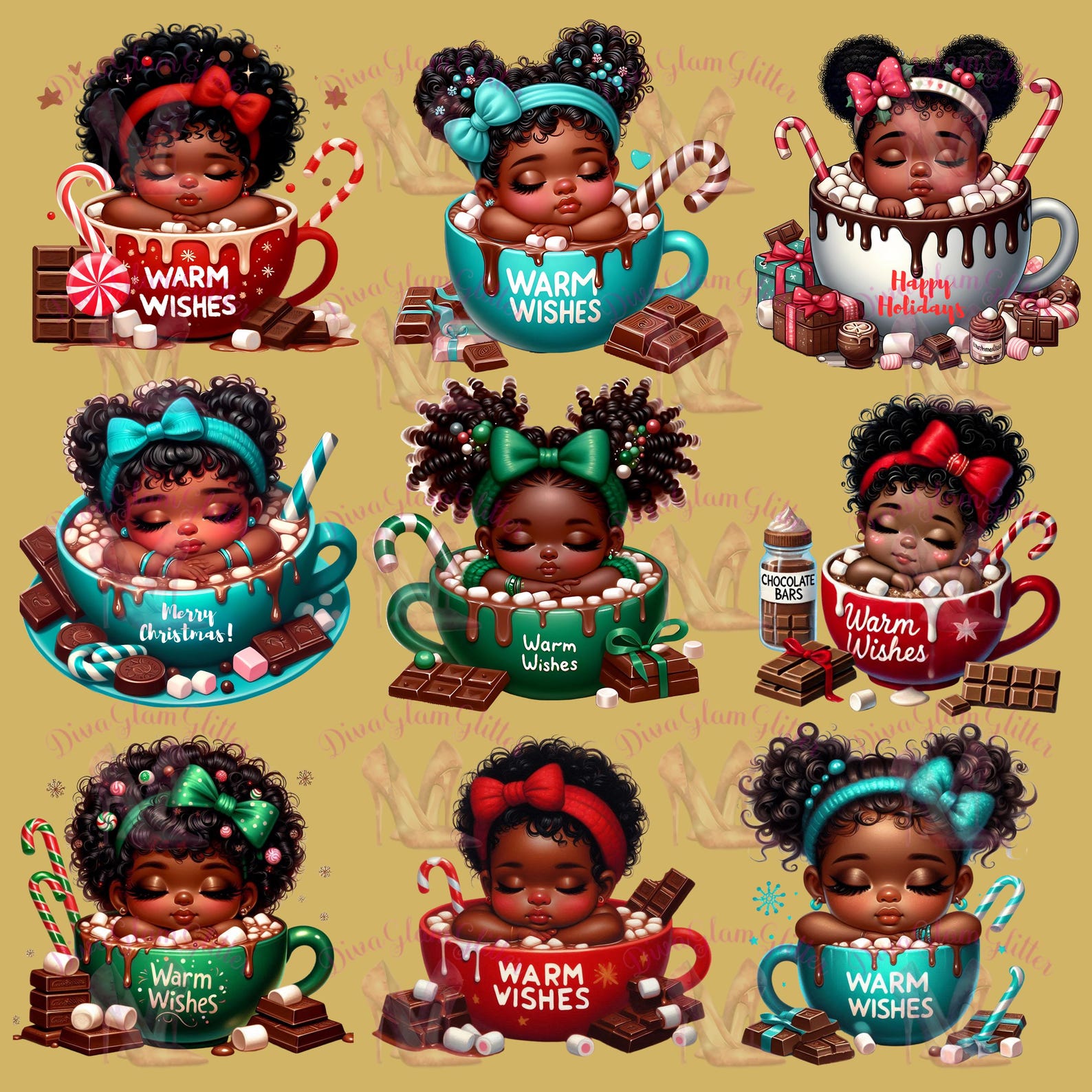 Cocoa Mug Chibi Girl Clipart, African American Chibi Clipart, Chibi ...