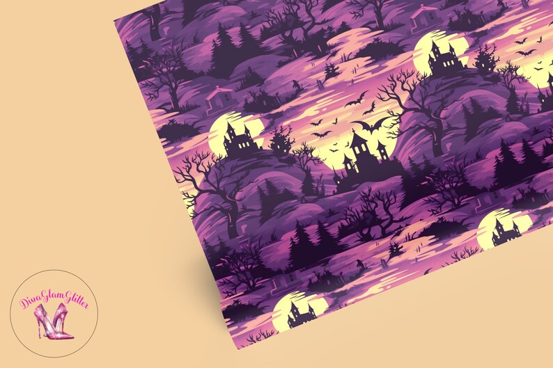 Haunted House Digital Paper Seamless Pattern Digital - Etsy