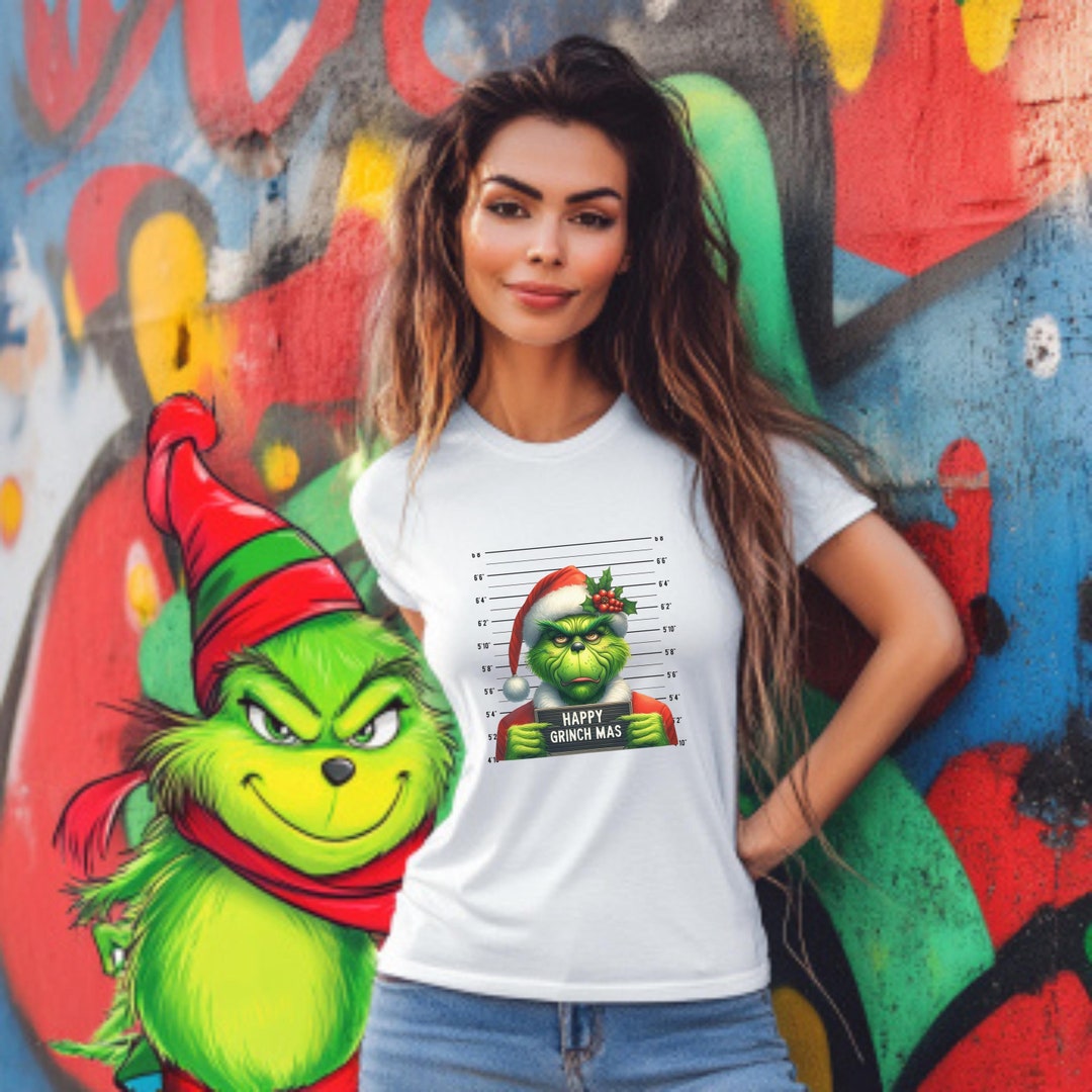 Grinch Mug Shot Tshirt, Funny Christmas Tee, Grinch Lover Shirt ...