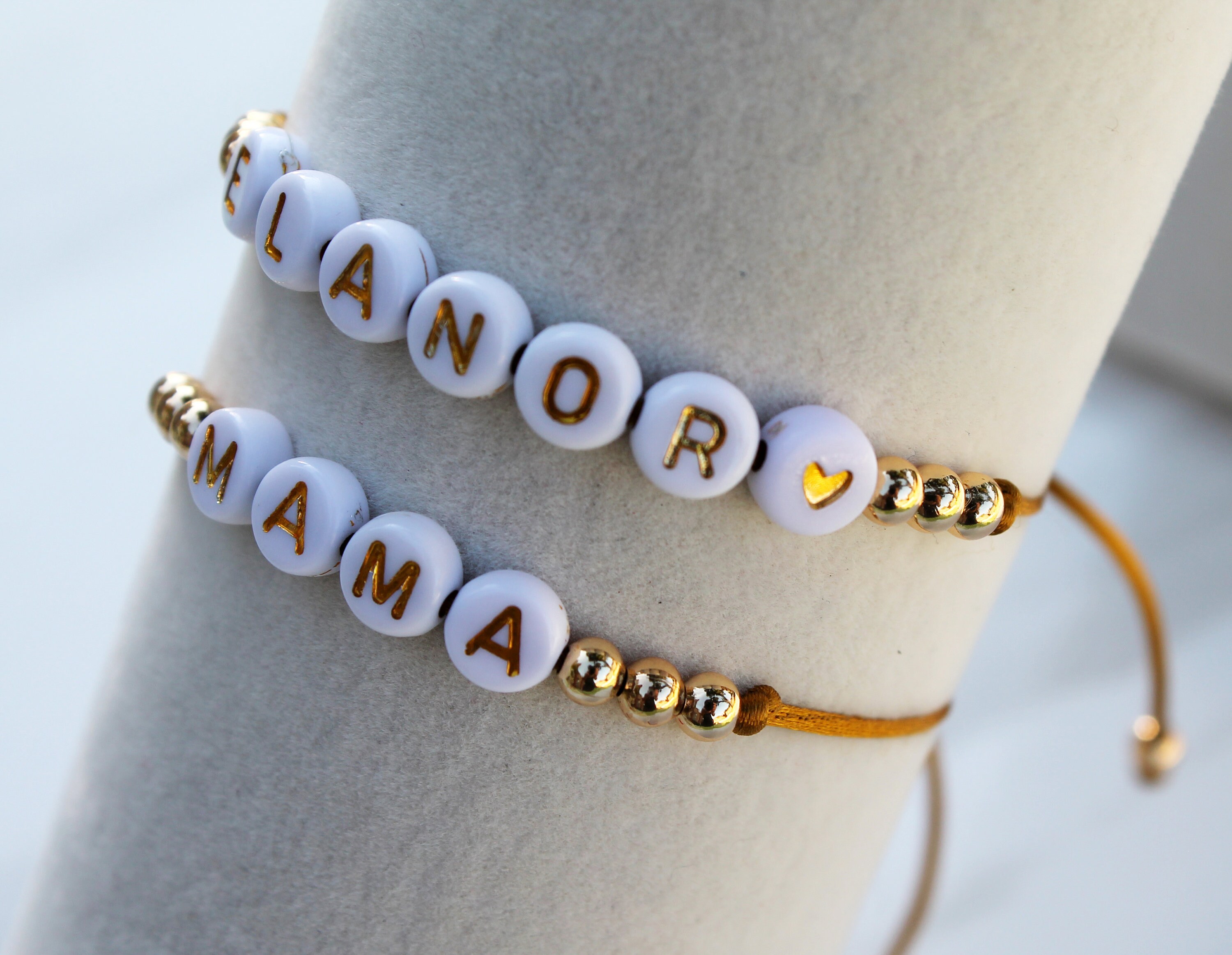 14k Gold Filled Mama & Mini Bracelet Set: Personalized Initial Rope ...