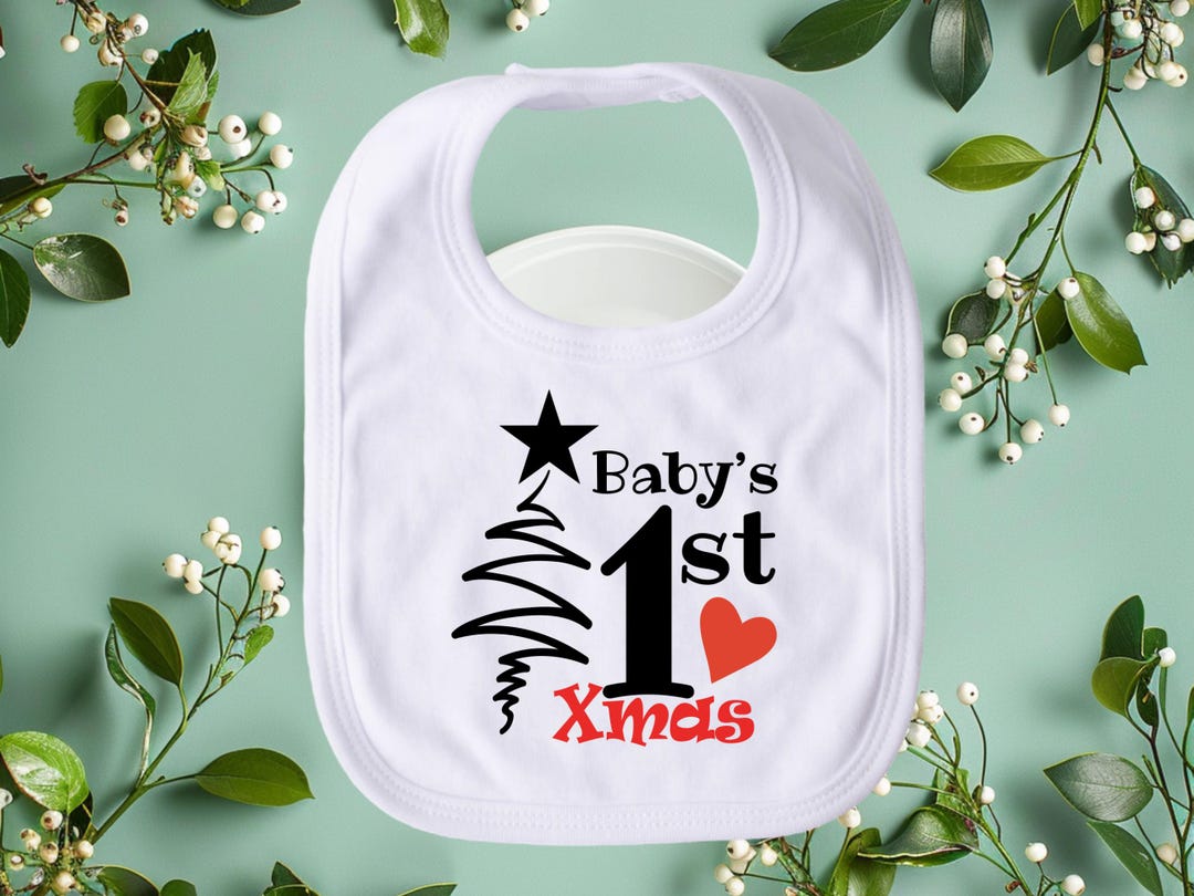 Baby's 1st Xmas Bib | Baby Boy or Girl 1st Christmas Gift, Baby’s First ...