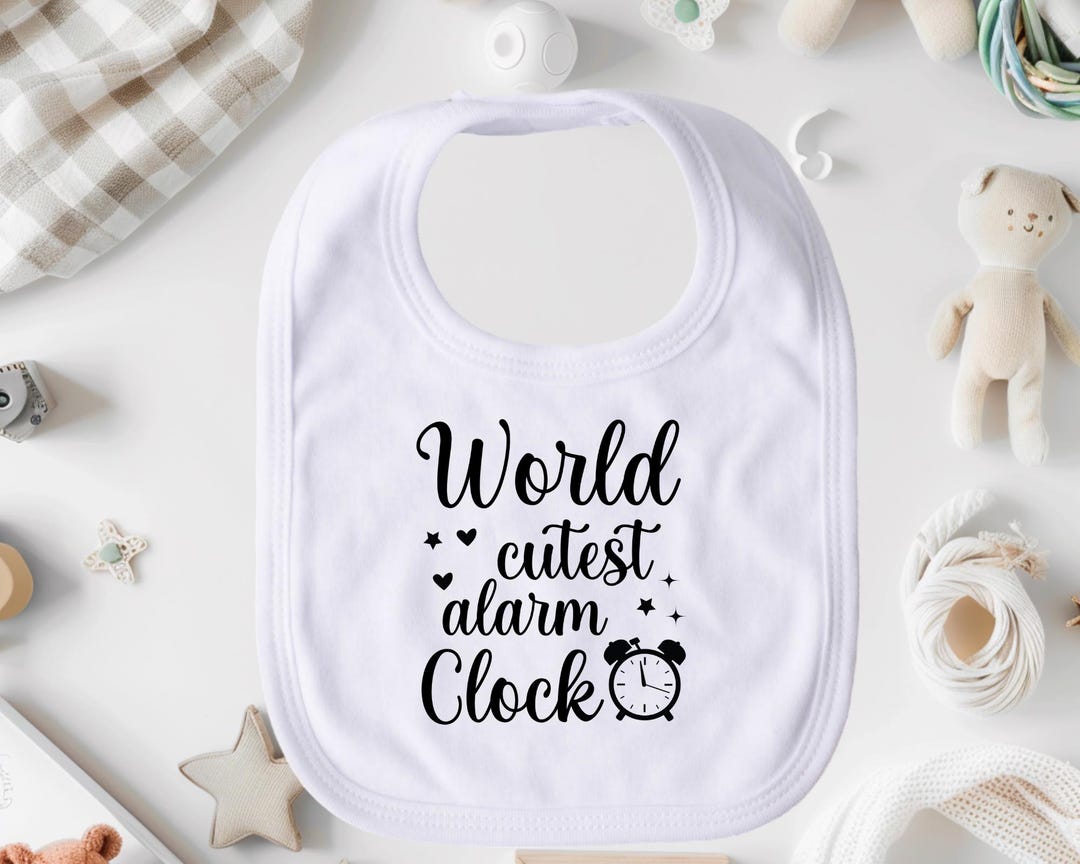 World's Cutest Alarm Clock Bib, Adorable Baby Bib, Cute Bib for ...