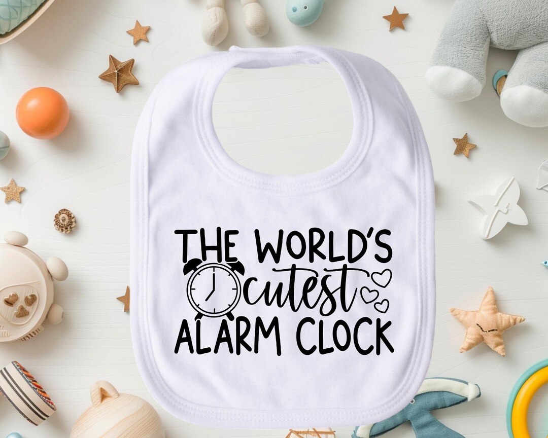 World's Cutest Alarm Clock Bib, Adorable Baby Bib, Cute Baby Bib With ...