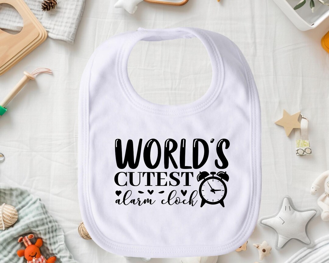 World's Cutest Alarm Clock Bib, Sweet Baby Bib, Absorbent Bib, Toddler ...