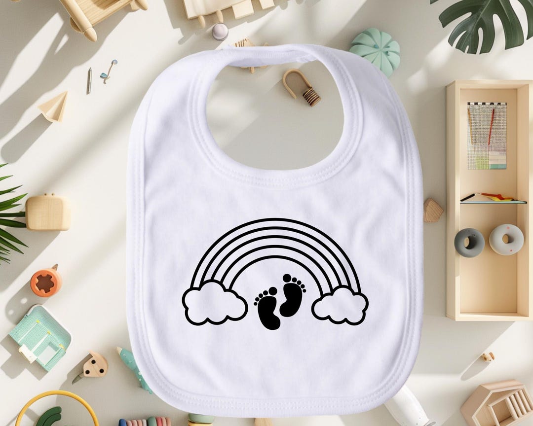 Rainbow With Feet Bib, Cute Baby Bib, Colorful Baby Bib, Absorbent ...