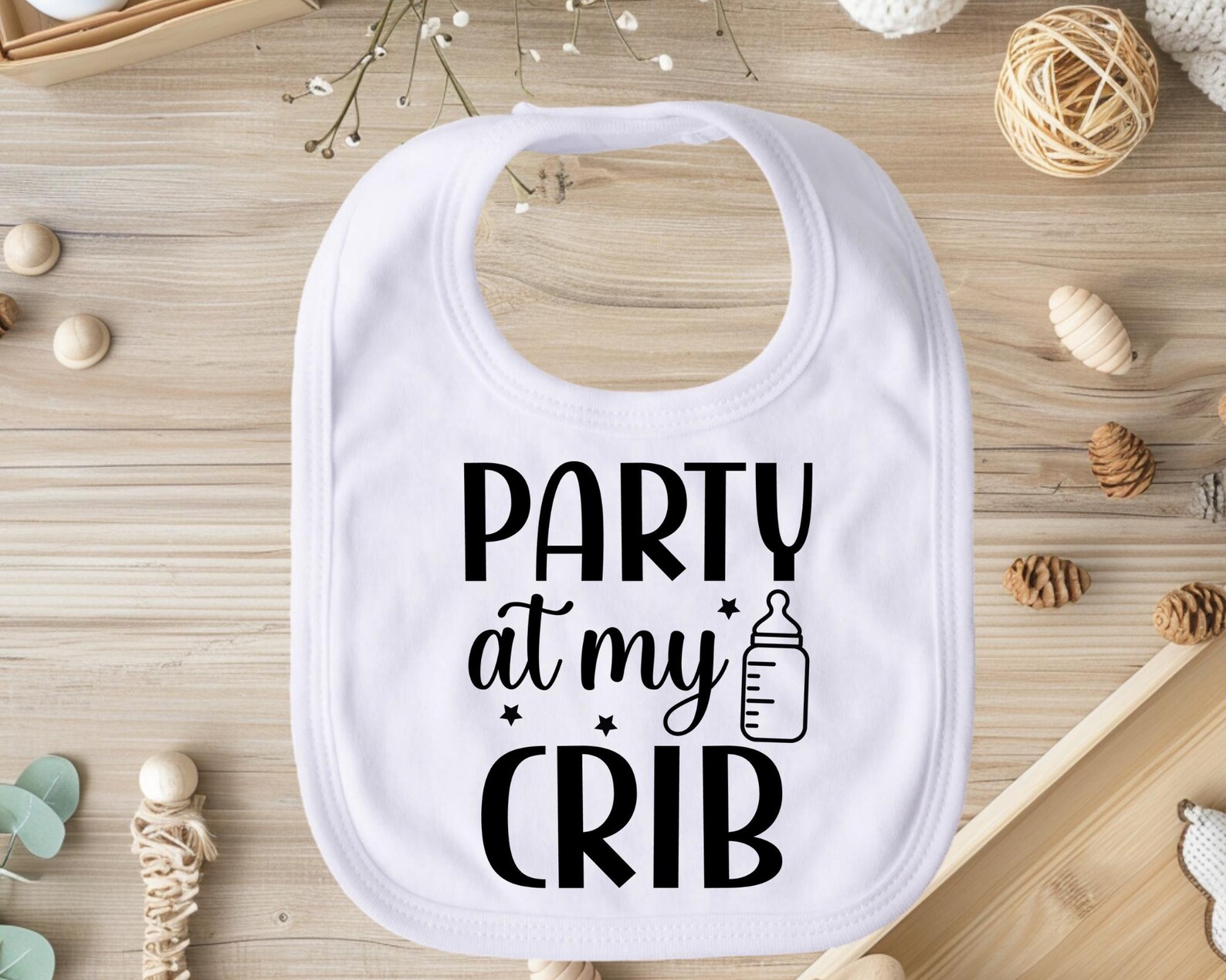 Party at My Crib Bib, Funny Baby Bib, Cute Baby Bib, Absorbent Toddler ...