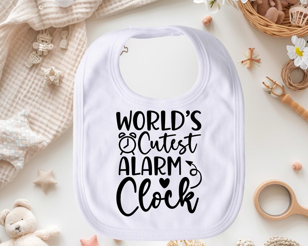 World's Cutest Alarm Clock Bib, Fun Baby Bib, Absorbent Cotton Bib ...