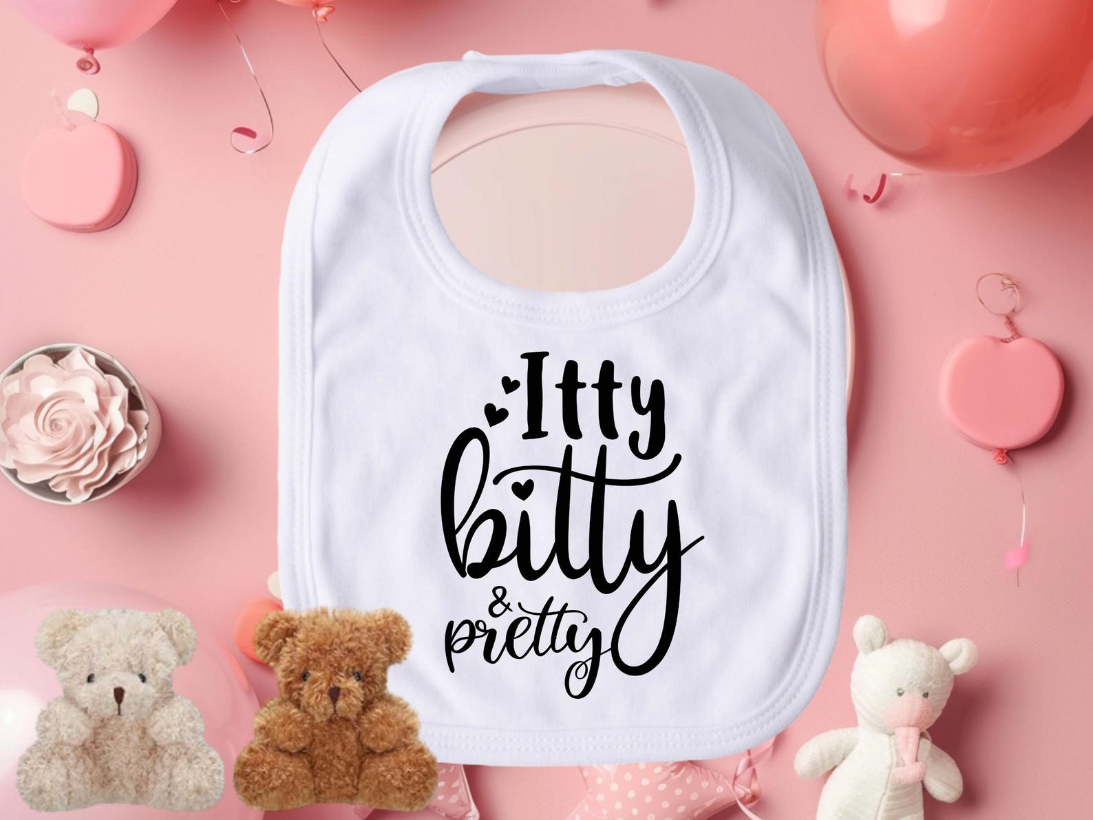 Itty Bitty & Pretty Bib | Princess Themed Baby Shower Gift, White ...