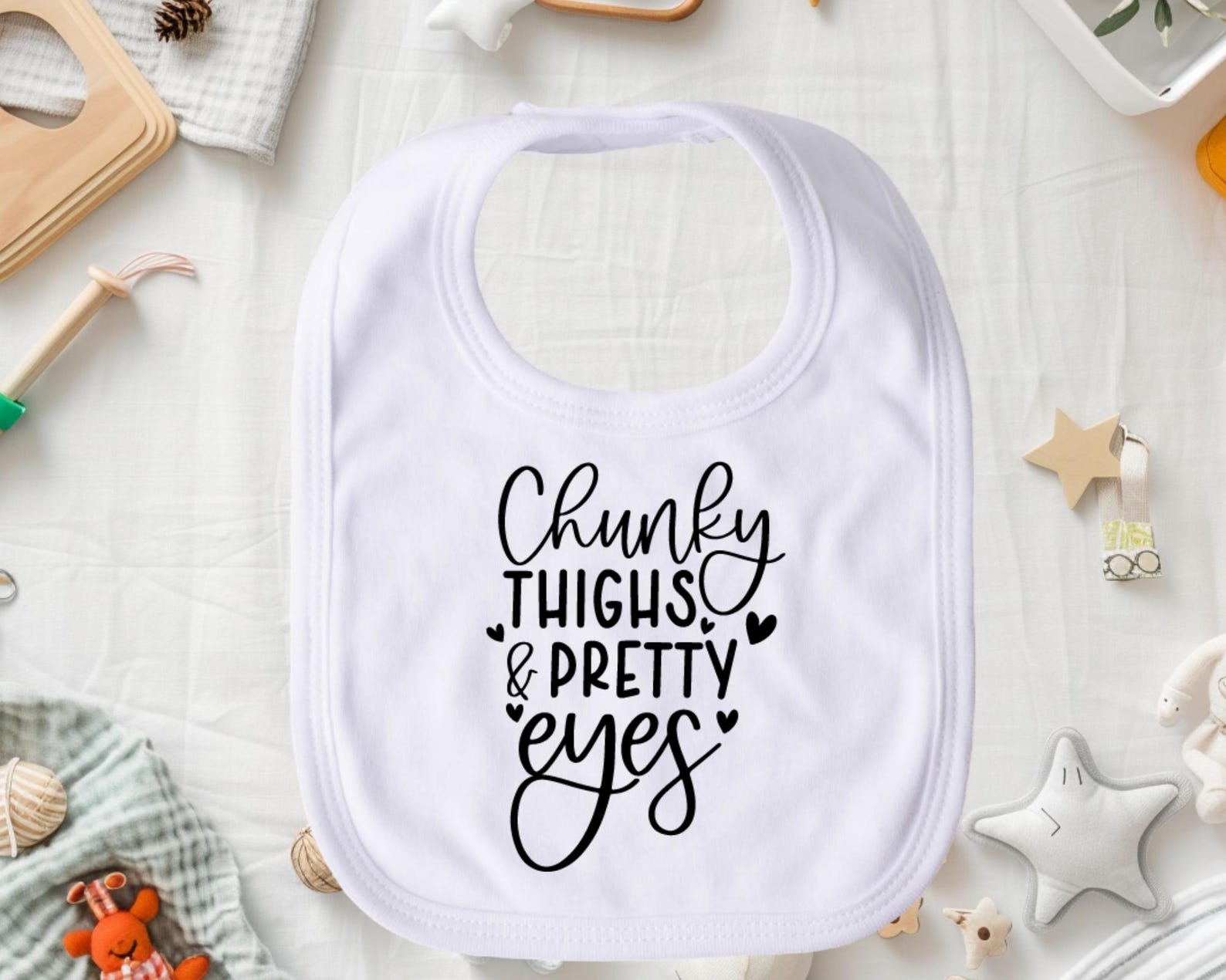 Chubby Thighs Pretty Eyes Bib, Cute Baby Bib, Funny Baby Bib, Absorbent ...