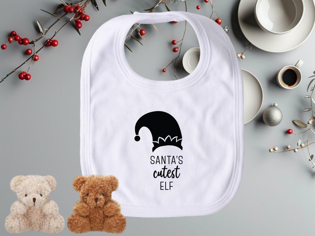 Santa's Cutest Elf Bib | Baby Boy or Girl 1st Christmas Gift, Baby’s ...