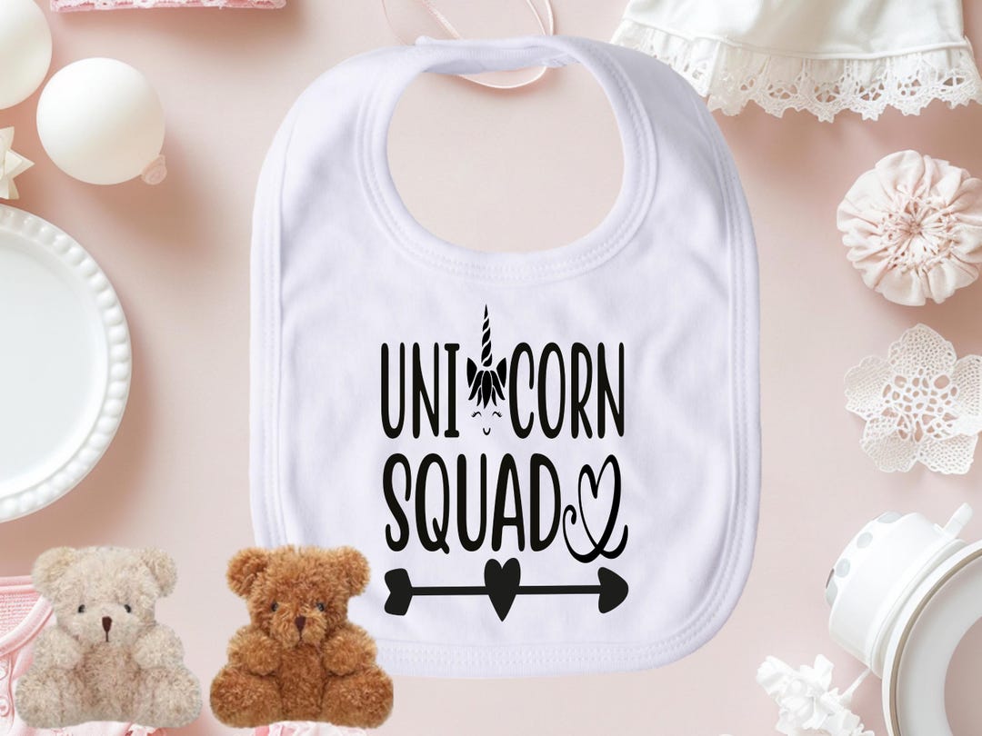 Unicorn Squad Bib | Princess Themed Baby Shower Gift, White Absorbent ...