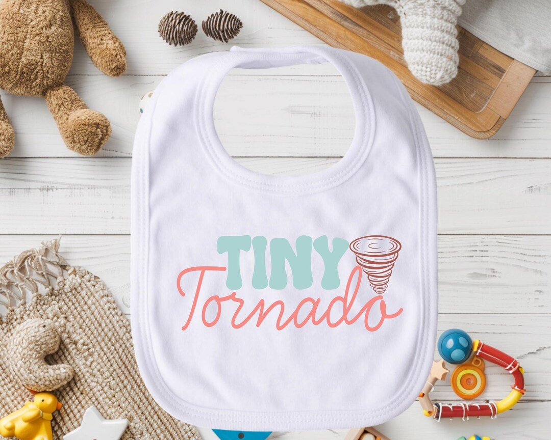 Tiny Tornado Bib, First Party Bib, Funny Baby Bib, New Baby Gift for ...