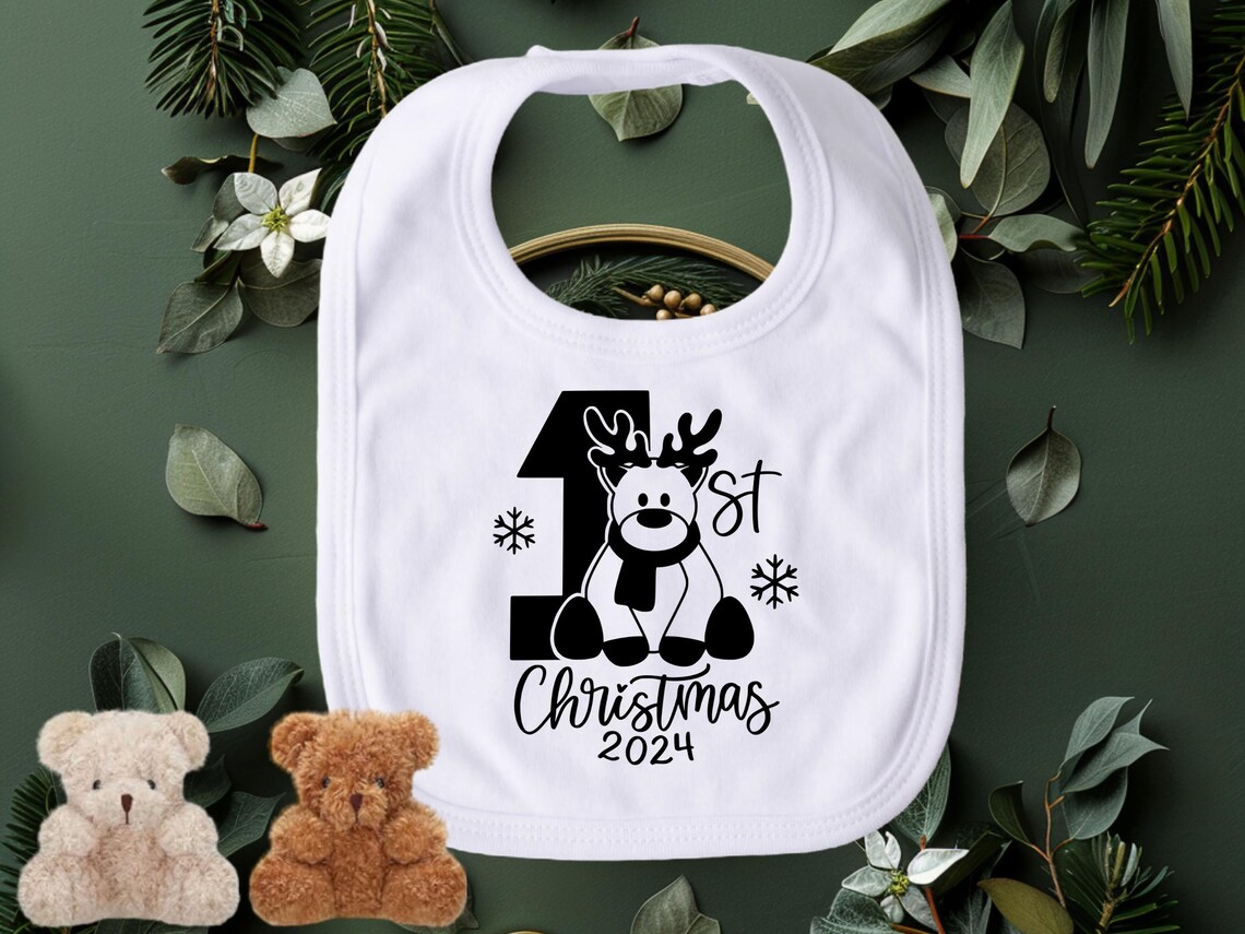 1st Christmas 2024 Bib | Baby Boy or Girl 1st Christmas Gift, Baby’s ...
