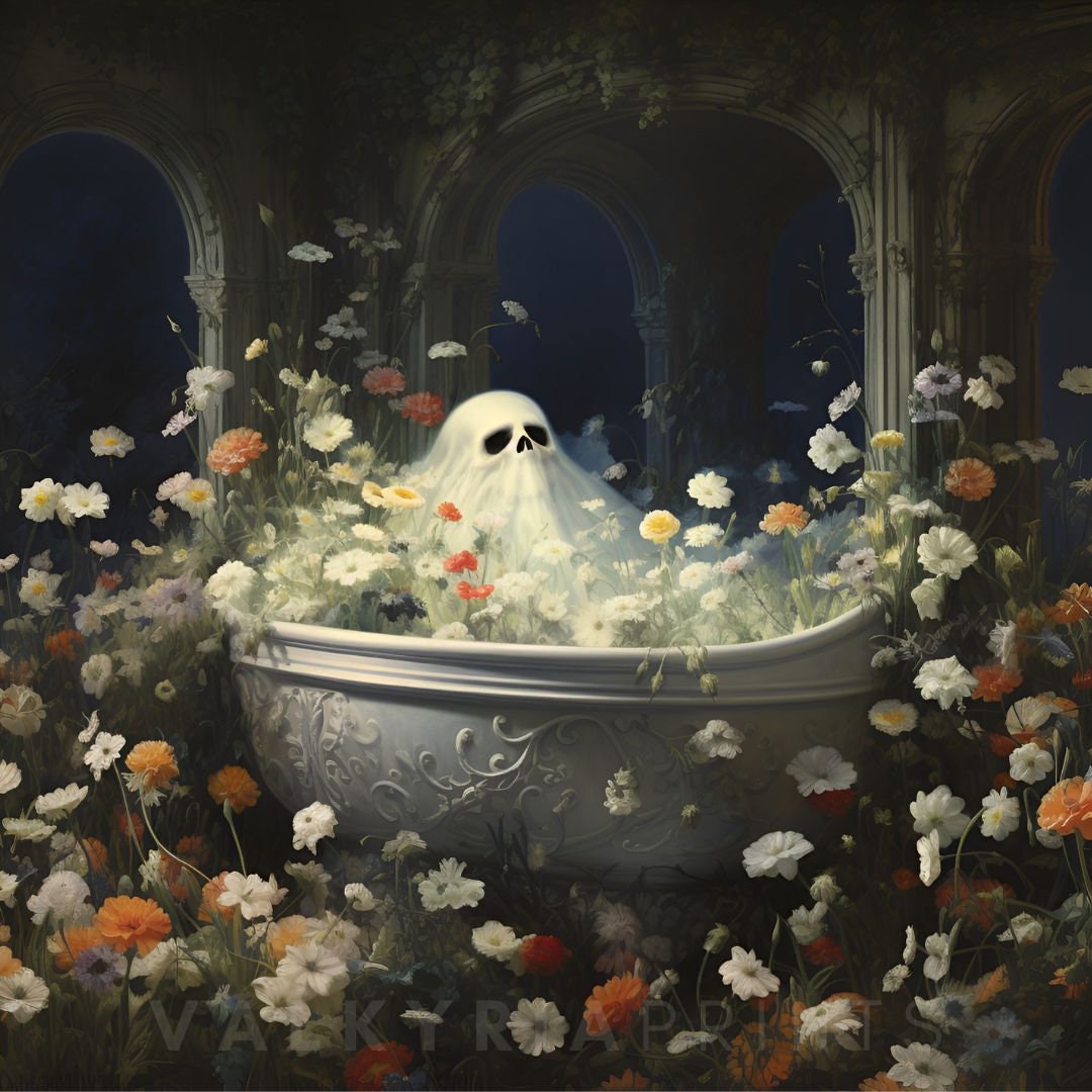 Ghost in Bathroom Print Dark Academia Vintage Poster Art - Etsy