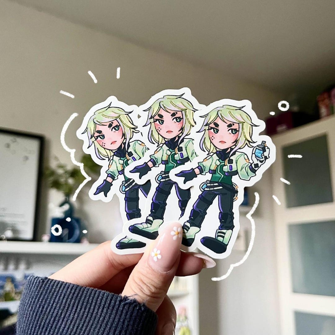 Valo Deadlock Sticker, Chibi Matte Vinyl Stickers, Gaming Cute Kawaii ...
