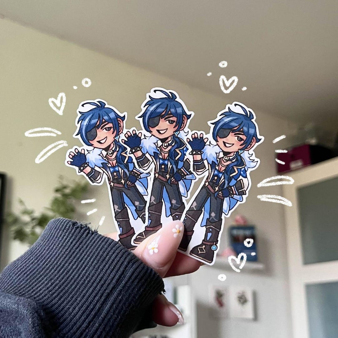 Genshin Impact Kaeya Sticker, Chibi Matte Vinyl Stickers, Gaming Cute ...