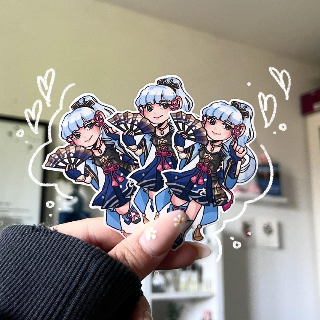 Genshin Impact Ayaka Sticker, Chibi Matte Vinyl Stickers, Gaming Cute ...