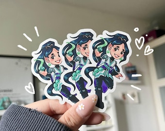 Valo Deadlock Sticker, Chibi Matte Vinyl Stickers, Gaming Cute Kawaii ...