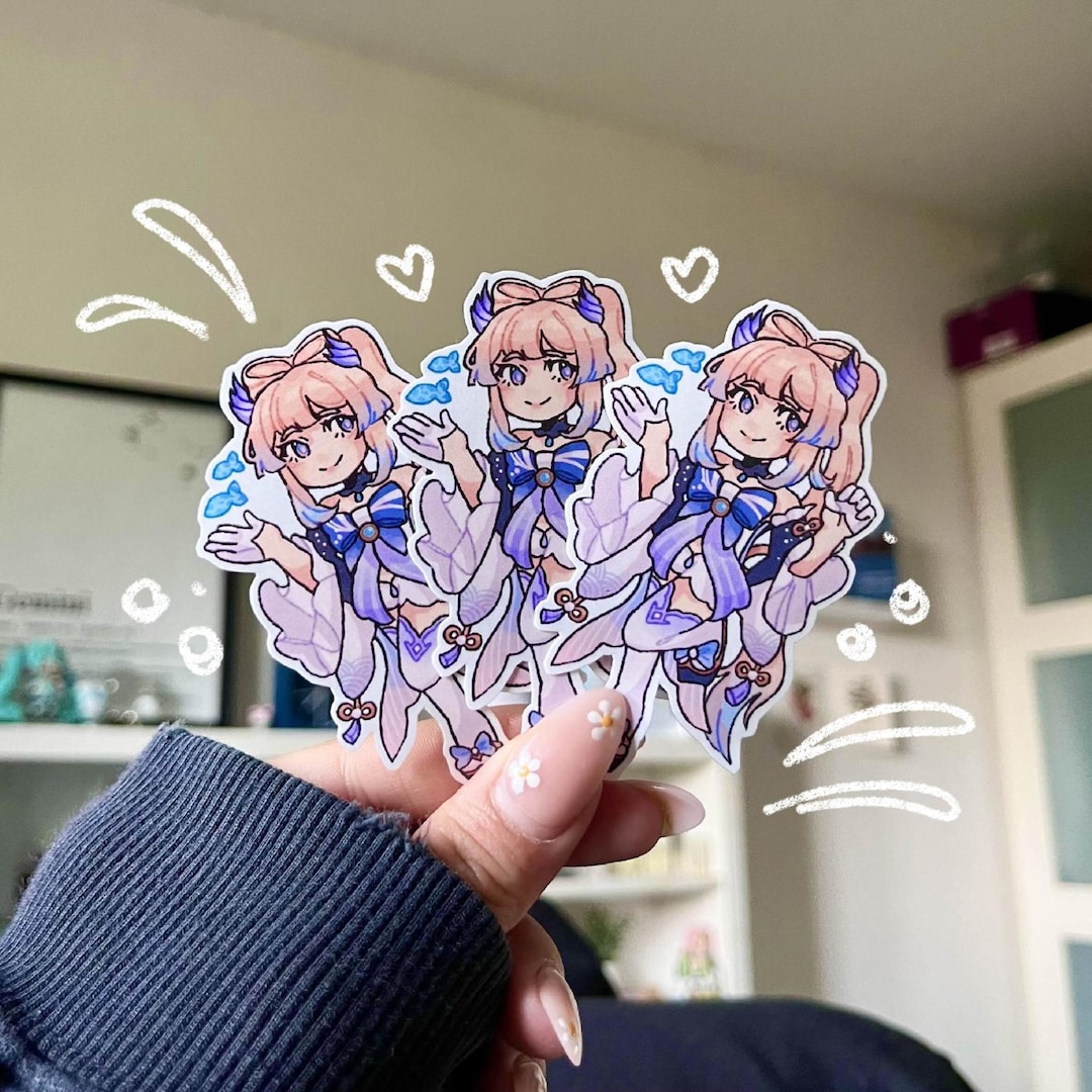 Genshin Impact Kokomi Sticker, Chibi Matte Vinyl Stickers, Gaming Cute ...