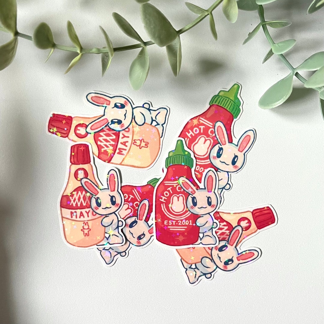 Bunny Asian Sauces Holographic Sticker Set - Food Stickers, Kawaii Cute ...