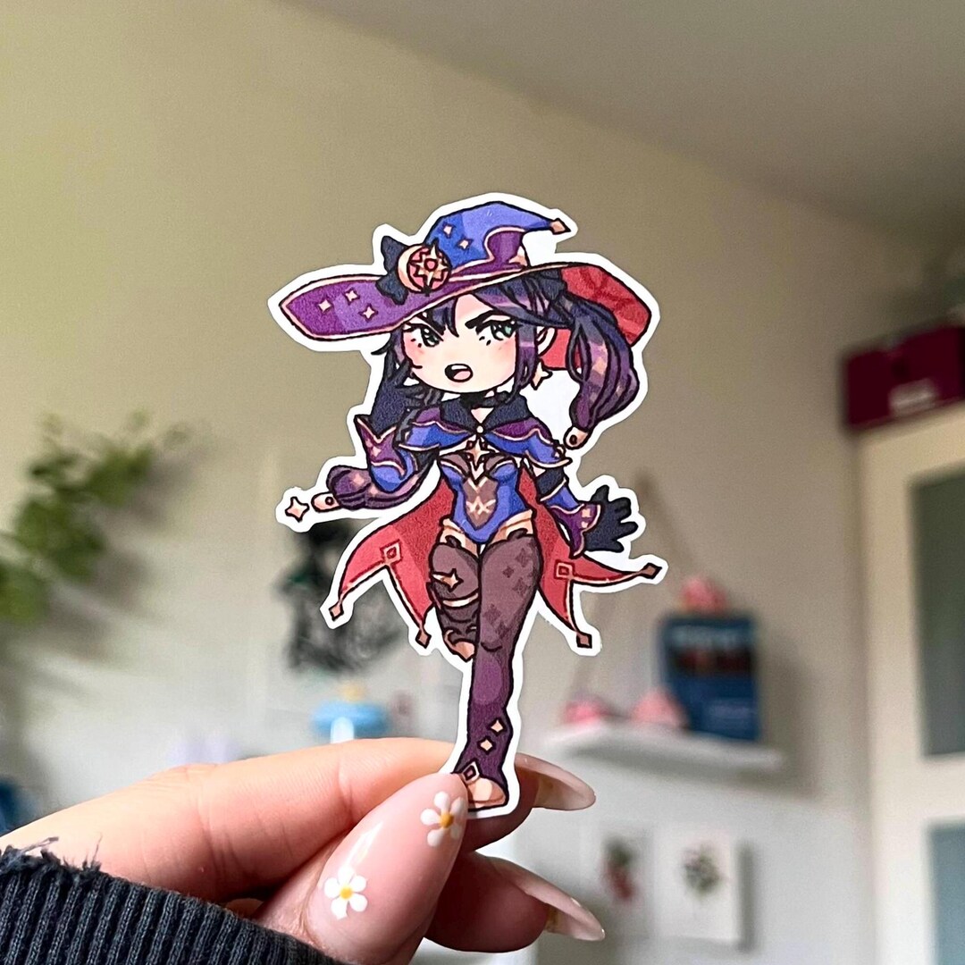 Genshin Impact Mona Sticker, Chibi Matte Vinyl Stickers, Gaming Cute ...