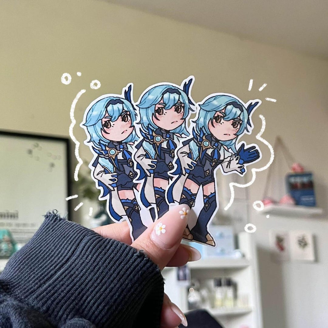 Genshin Impact Eula Sticker, Chibi Matte Vinyl Stickers, Gaming Cute ...