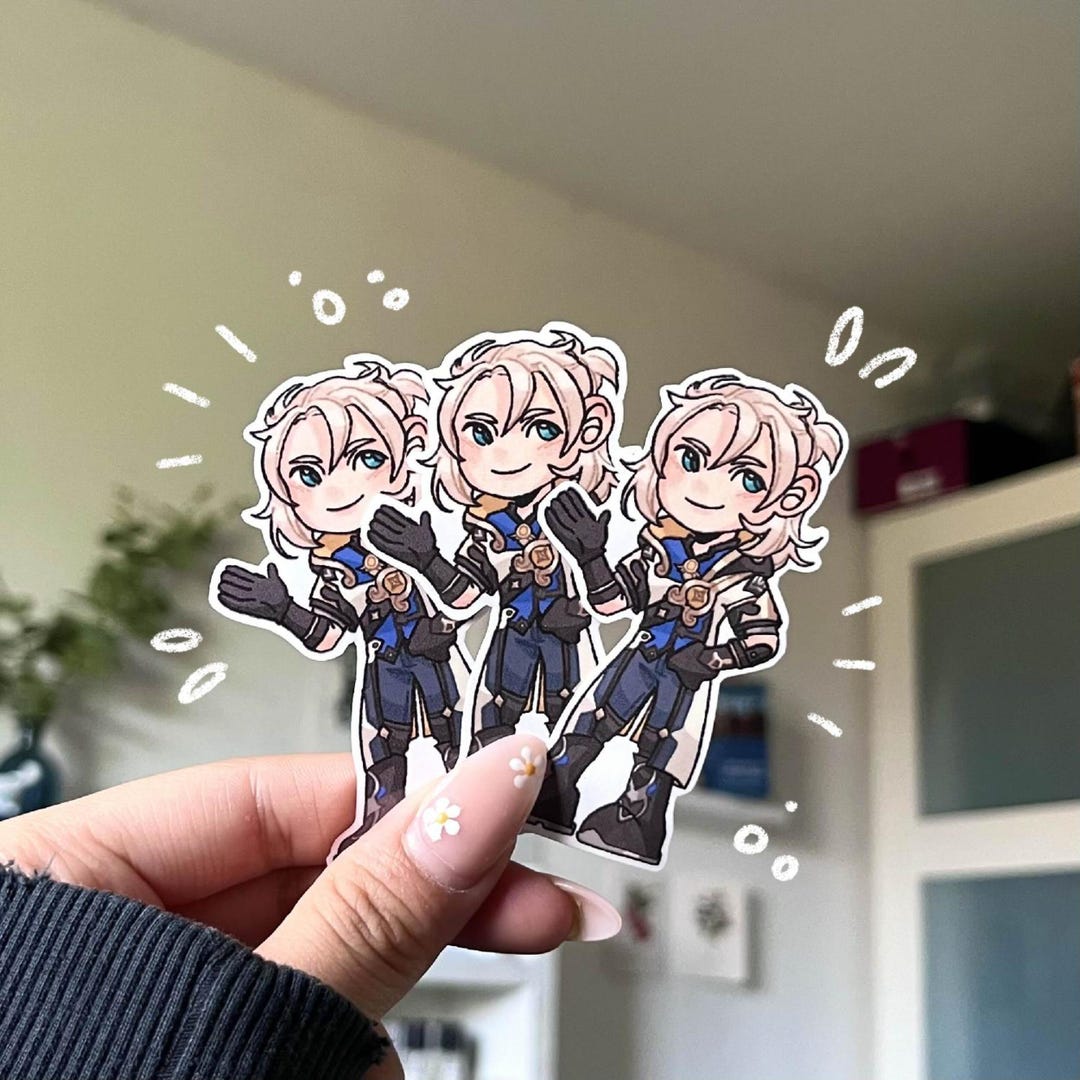 Genshin Impact Albedo Sticker, Chibi Matte Vinyl Stickers, Gaming Cute ...