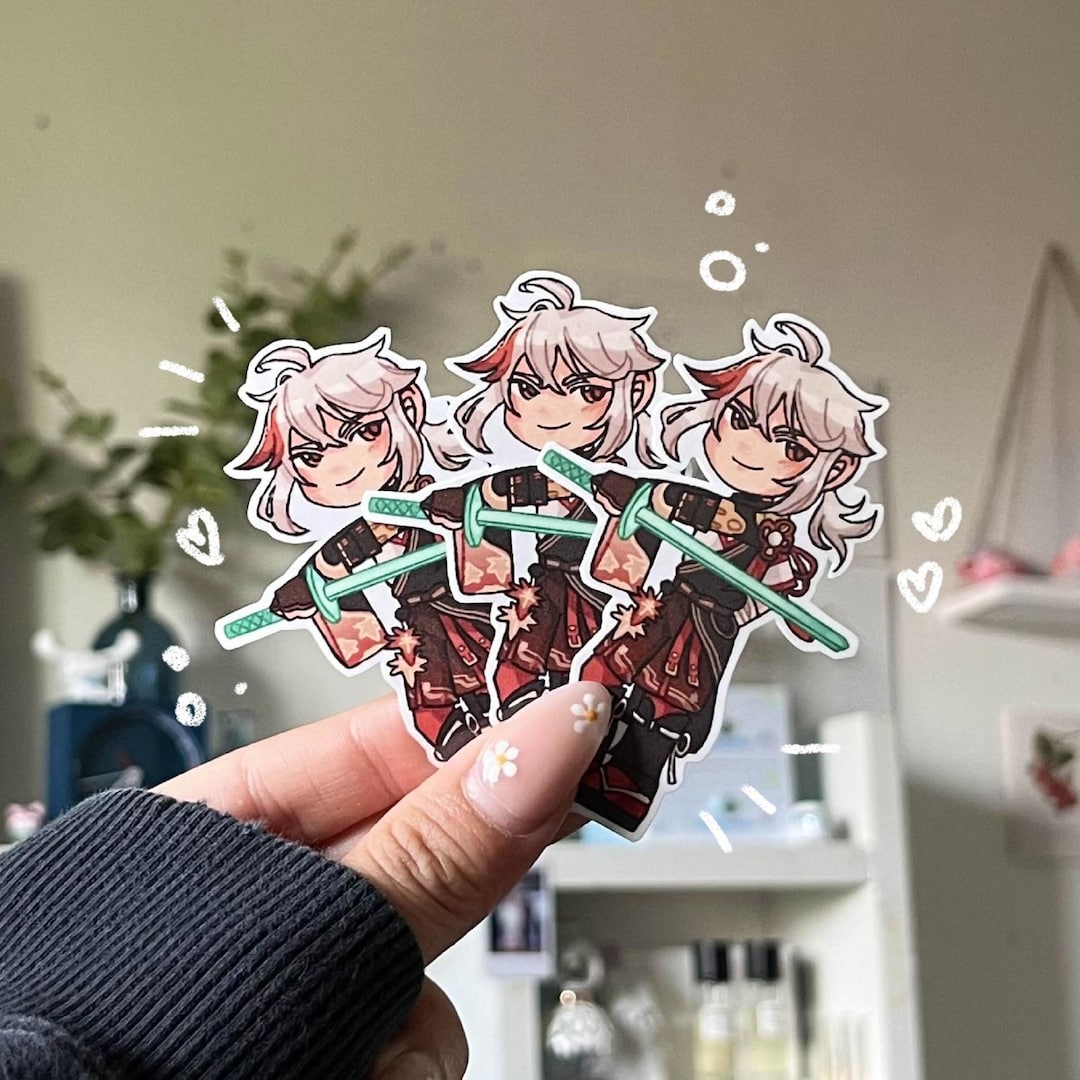 Genshin Impact Kazuha Sticker, Chibi Matte Vinyl Stickers, Gaming Cute ...