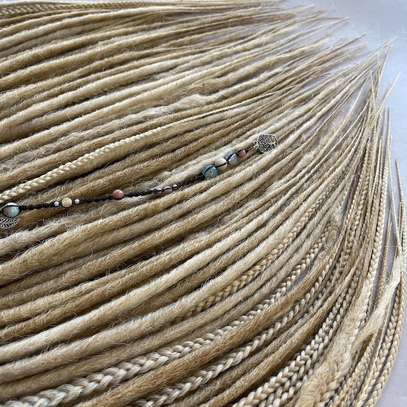 Natural Look Dreadlocks With Braids Dirty Blond Hand Made Full Set 55 ...