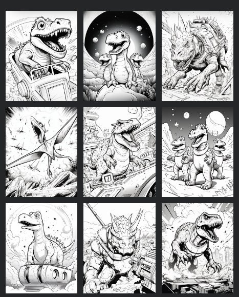 Dinosaurs in Space - Coloring Book for All Ages | 60+ Pages - Etsy