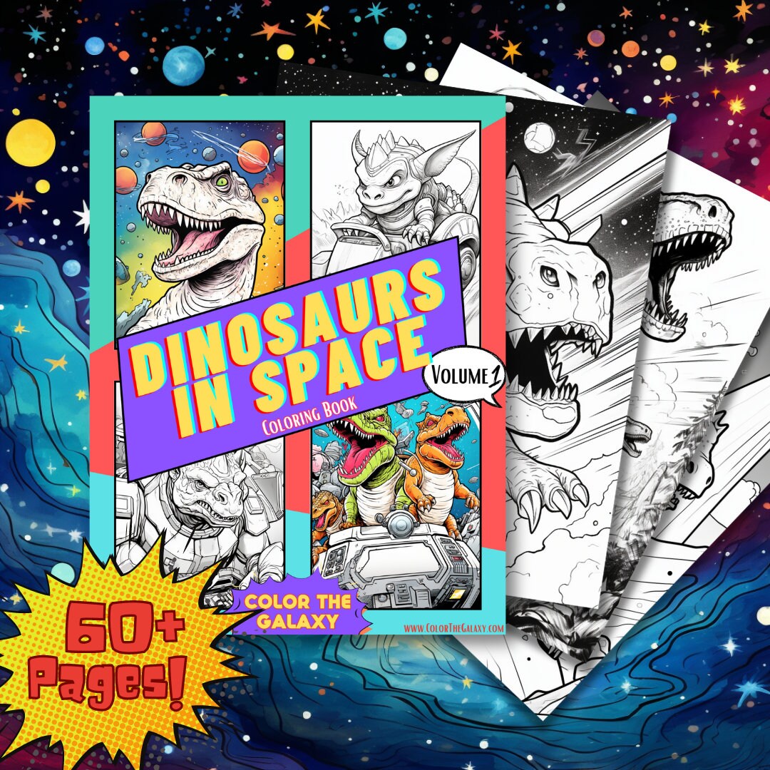 Dinosaurs in Space - Coloring Book for All Ages | 60+ Pages - Etsy