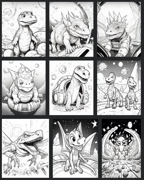Dinosaurs in Space - Coloring Book for All Ages | 60+ Pages - Etsy